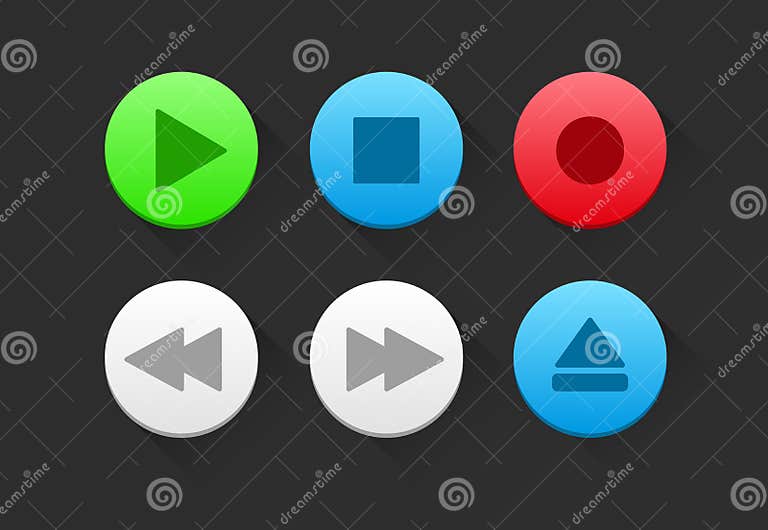Blue Media Player Buttons stock vector. Illustration of media - 196968984