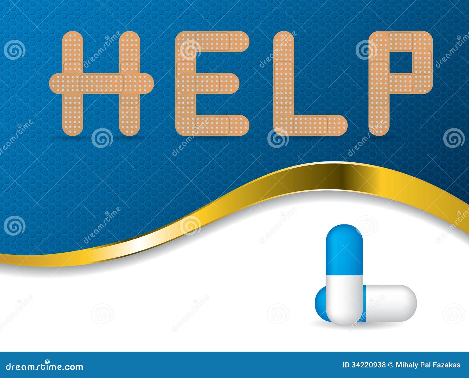 Blue Medical Background with Help Text Made from Plasters Stock Vector ...