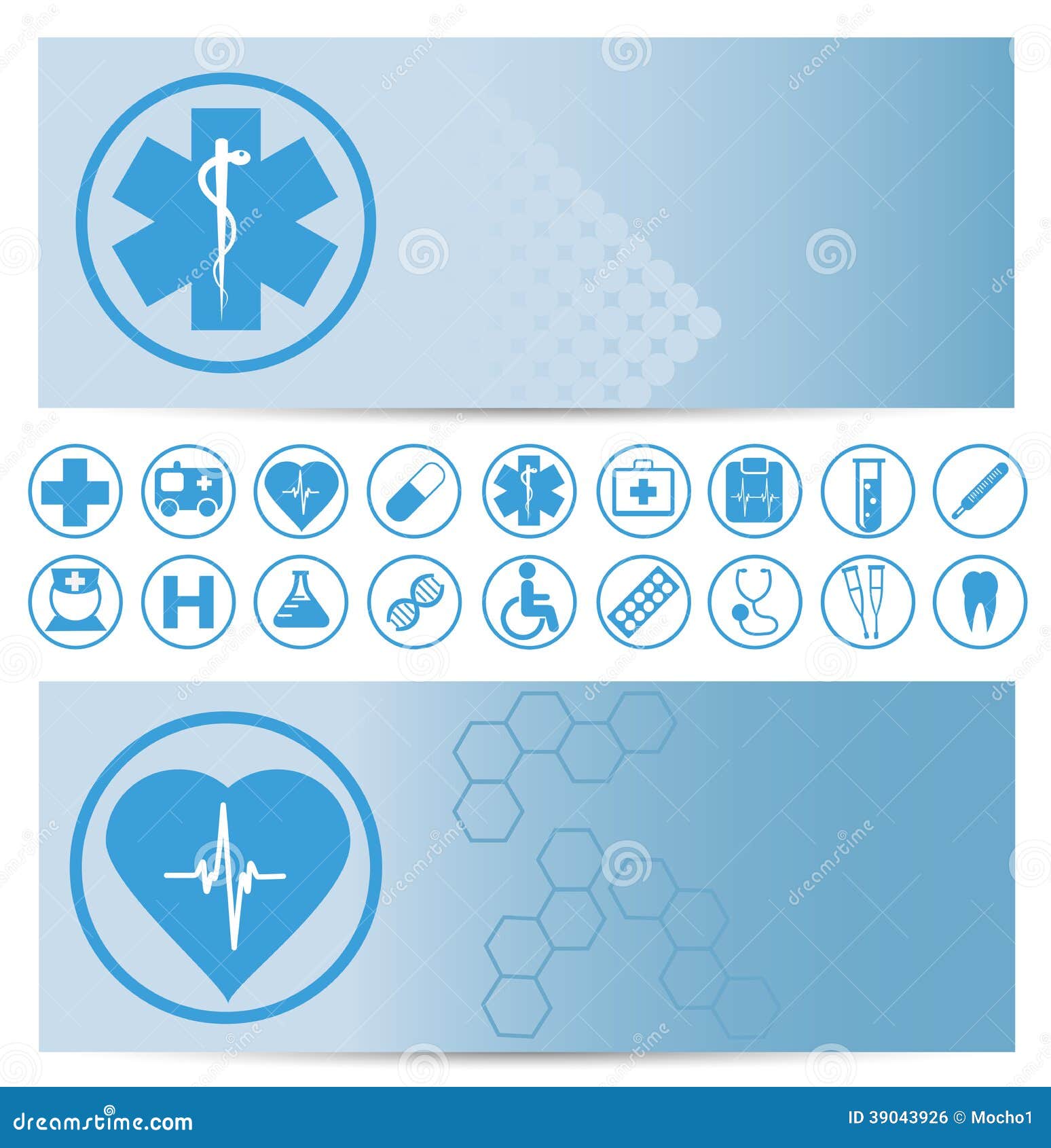 Blue Medical Banners with Icons Stock Vector - Illustration of ...