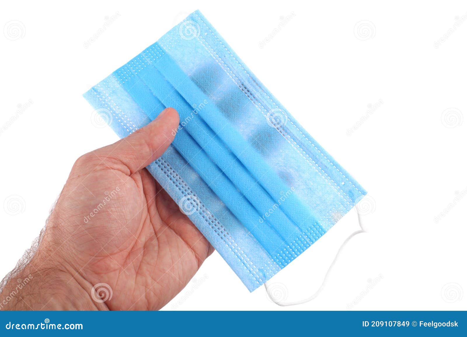 Blue Medical Disposable Face Mask on White Isolated Background ...