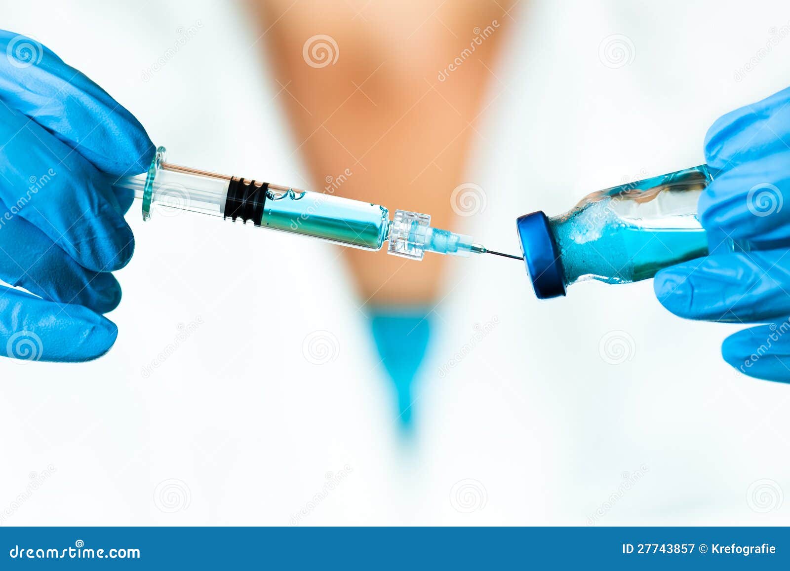 A Blue Medical Fluid Sucked into the Injection Stock Image - Image of ...