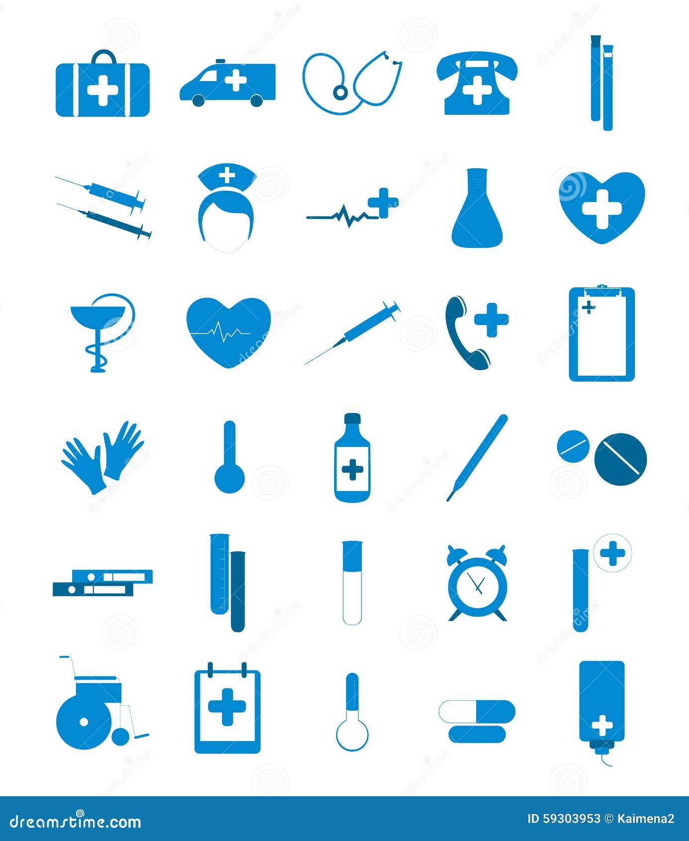Blue medical icons. stock vector. Illustration of telephone - 59303953