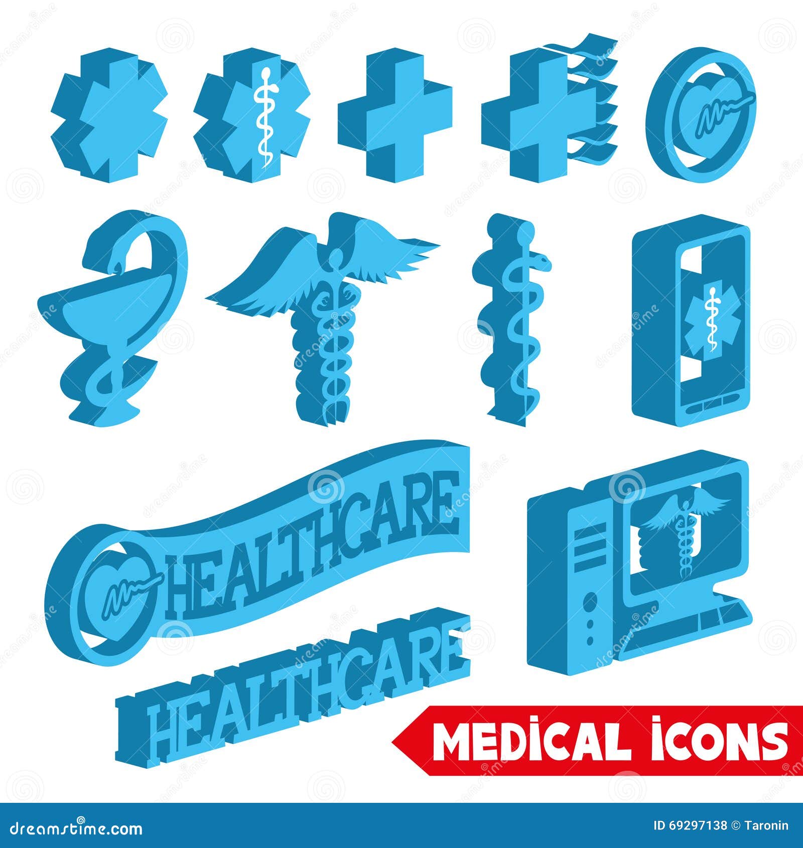 Blue medical icons. stock vector. Illustration of scepter - 69297138