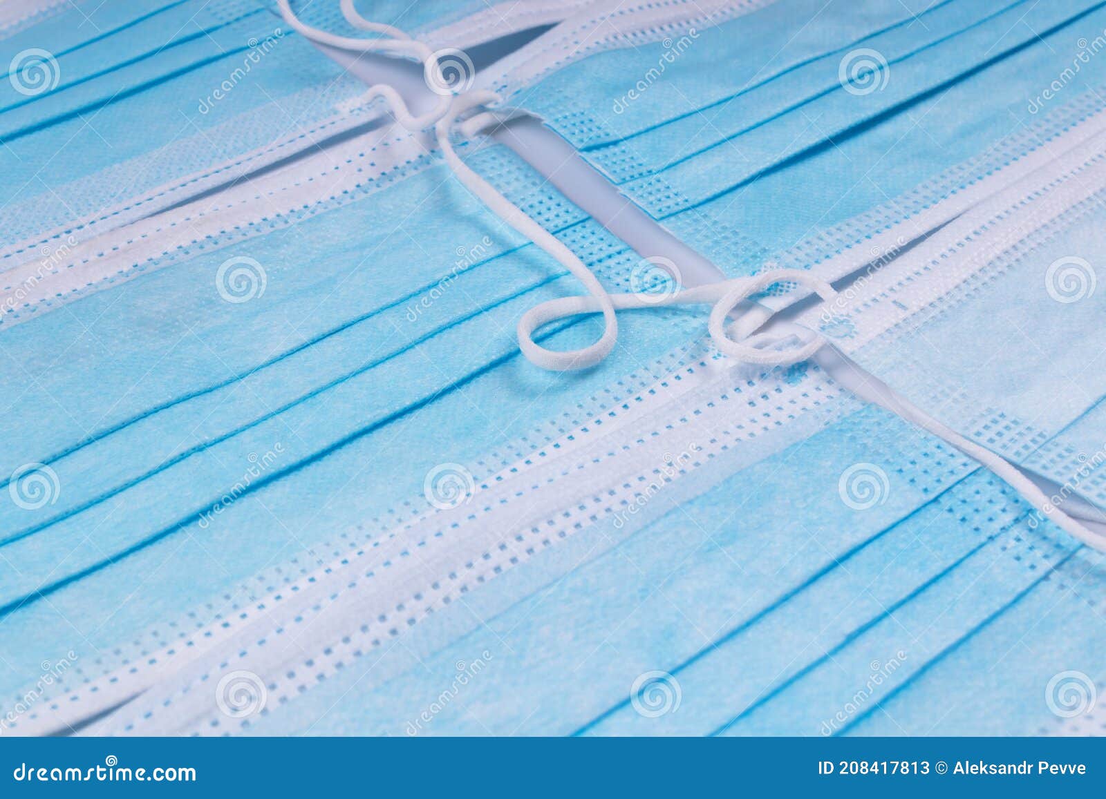 Blue Medical Masks Angled Side View Stock Image - Image of surgical ...