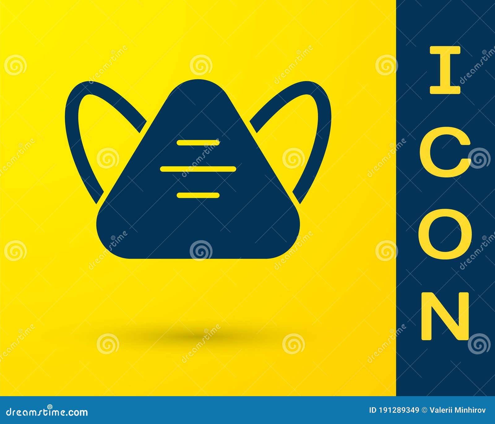 Blue Medical Protective Mask Icon Isolated on Yellow Background. Vector ...