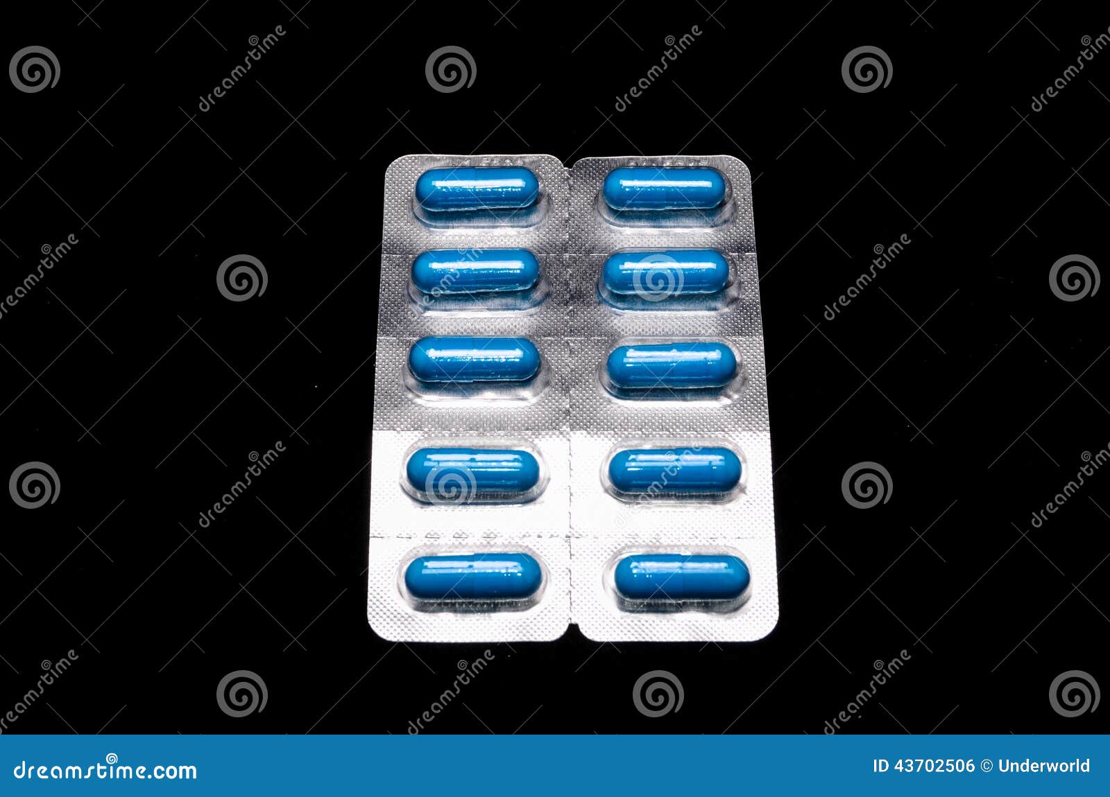 Blue Medication Capsules in Blister Pack Stock Photo - Image of ...