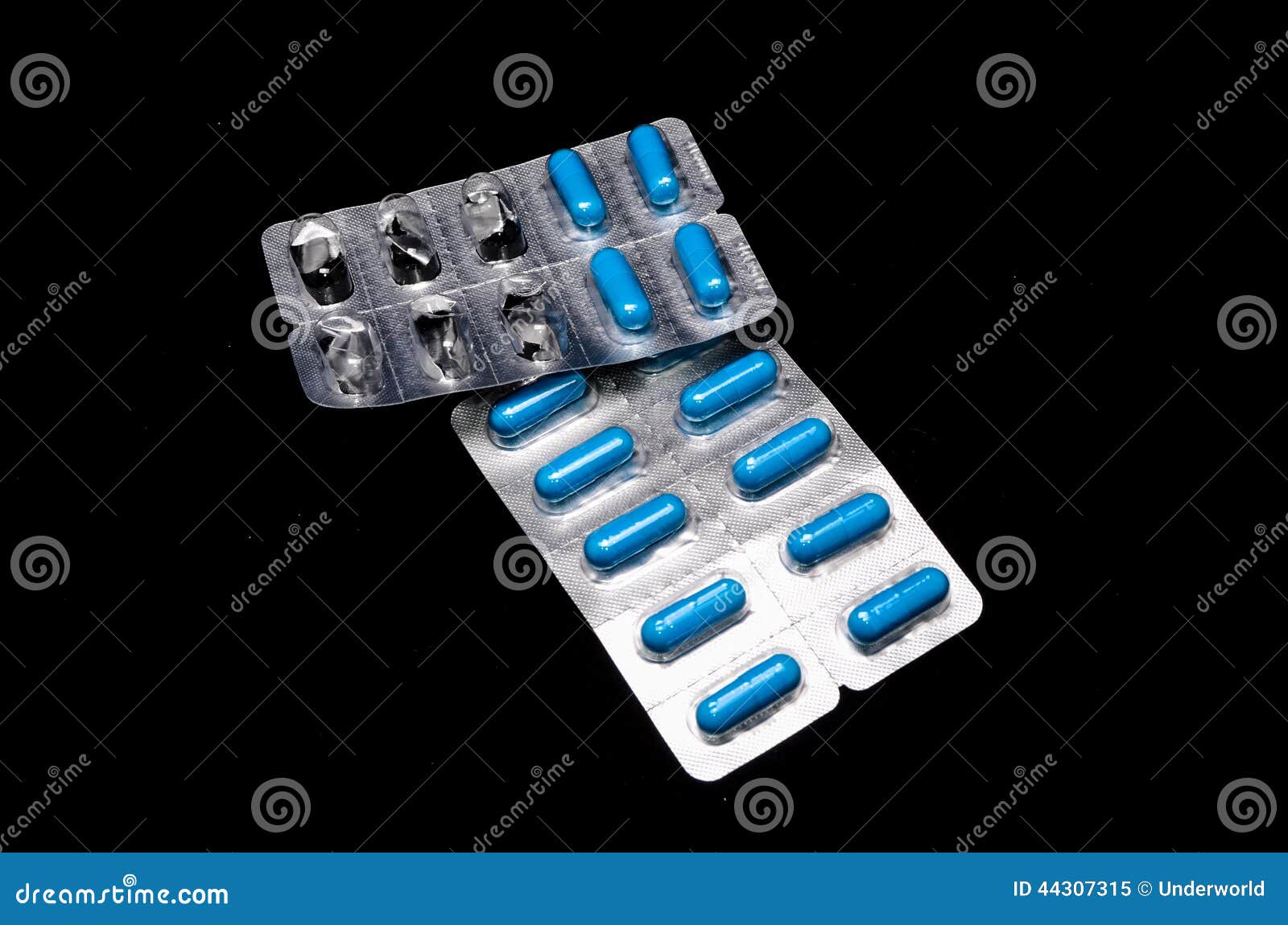 Blue Medication Capsules in Blister Pack Stock Image - Image of health ...