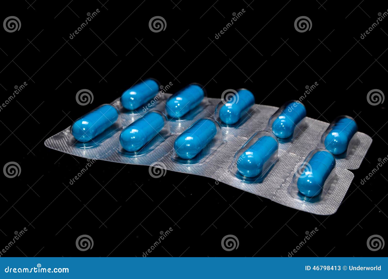 Blue Medication Capsules in Blister Pack Stock Image - Image of help ...