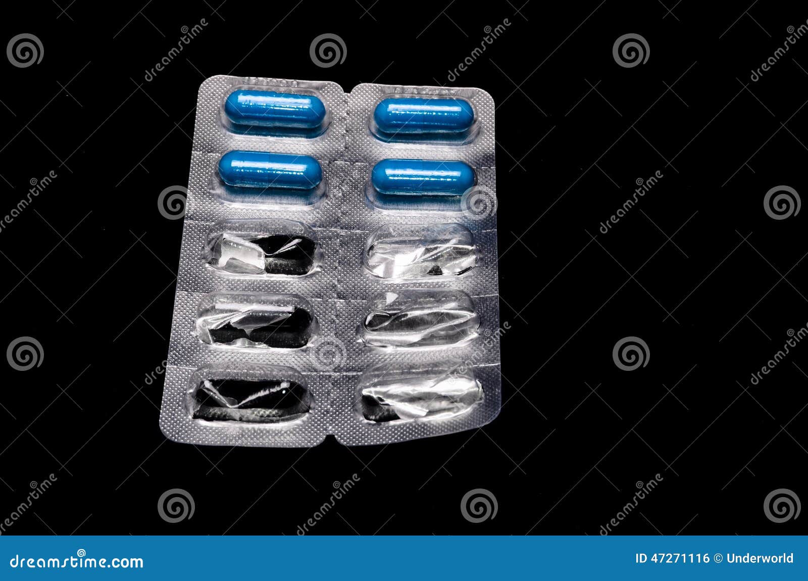 Blue Medication Capsules in Blister Pack Stock Photo - Image of care ...