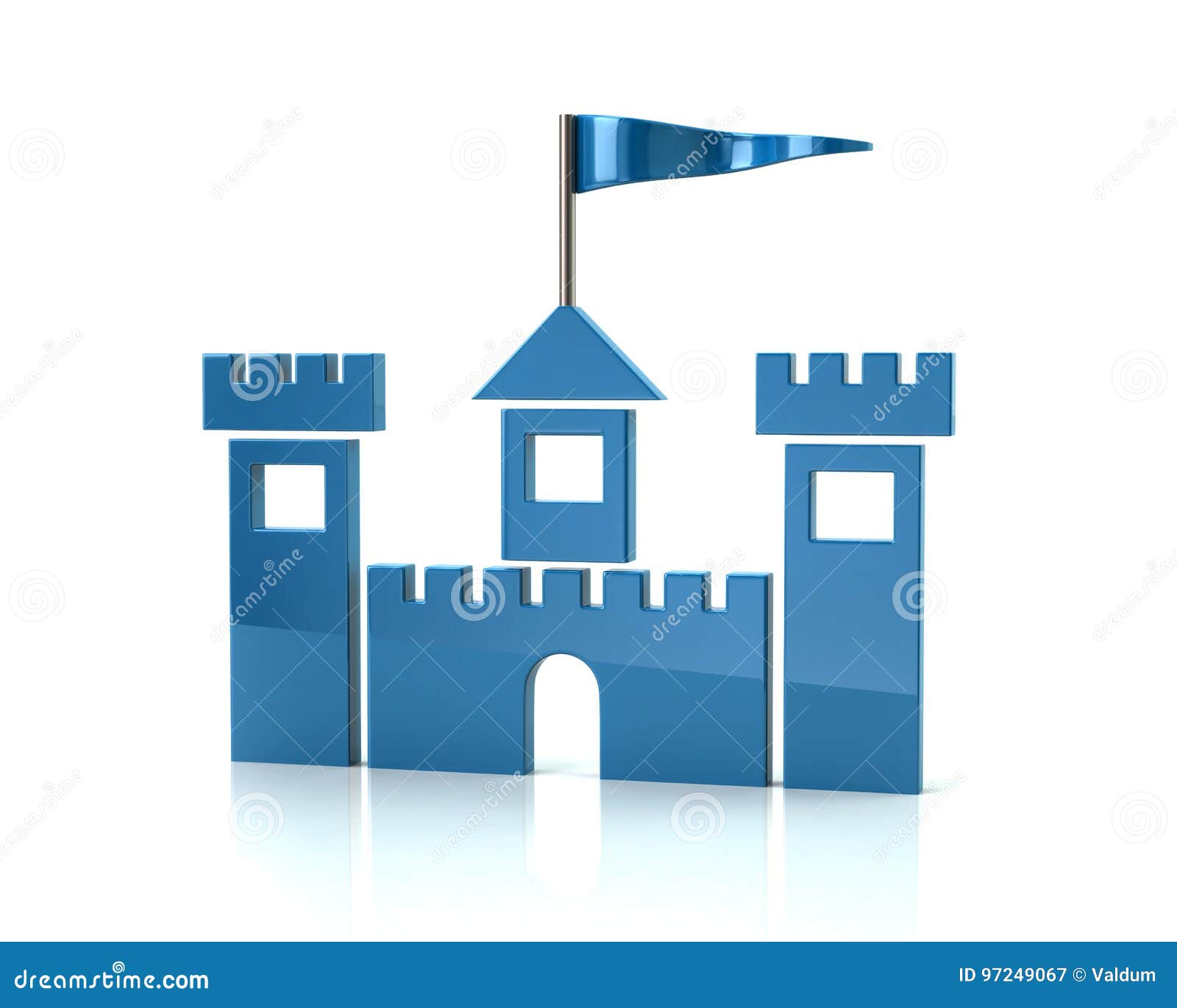 Blue medieval castle icon stock illustration. Illustration of sign ...
