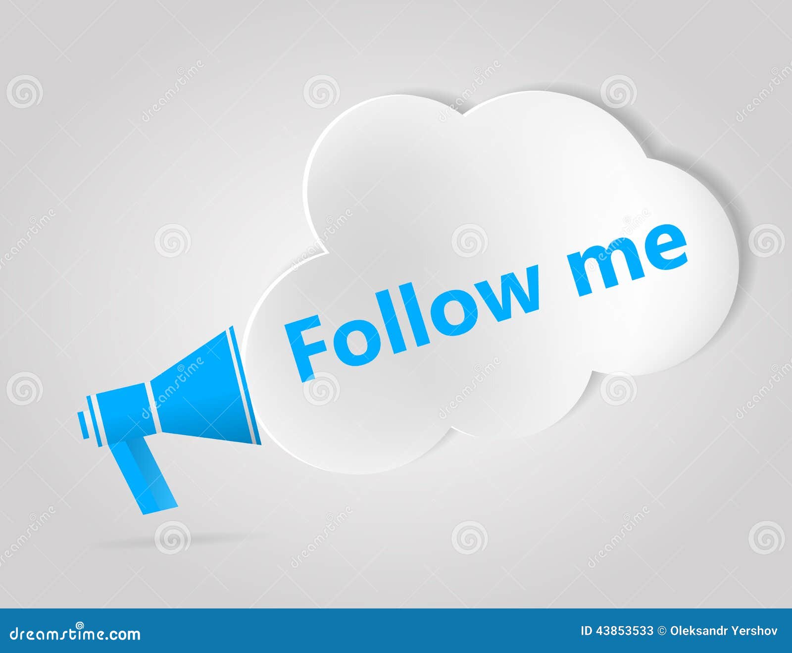 Blue Megaphone and Cloud with Words Follow Me Stock Vector ...