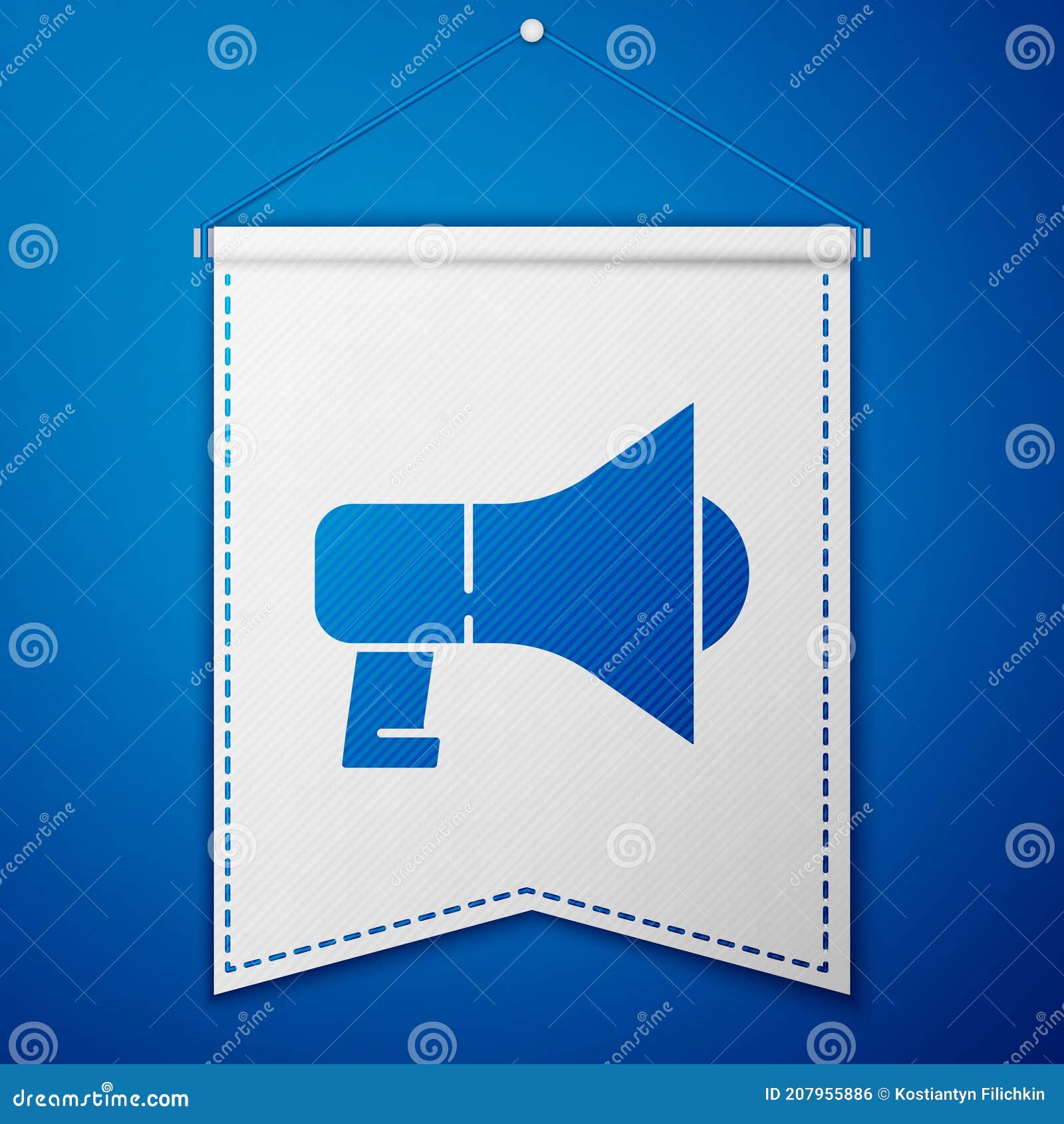 Blue Megaphone Icon Isolated on Blue Background. Speaker Sign. White ...
