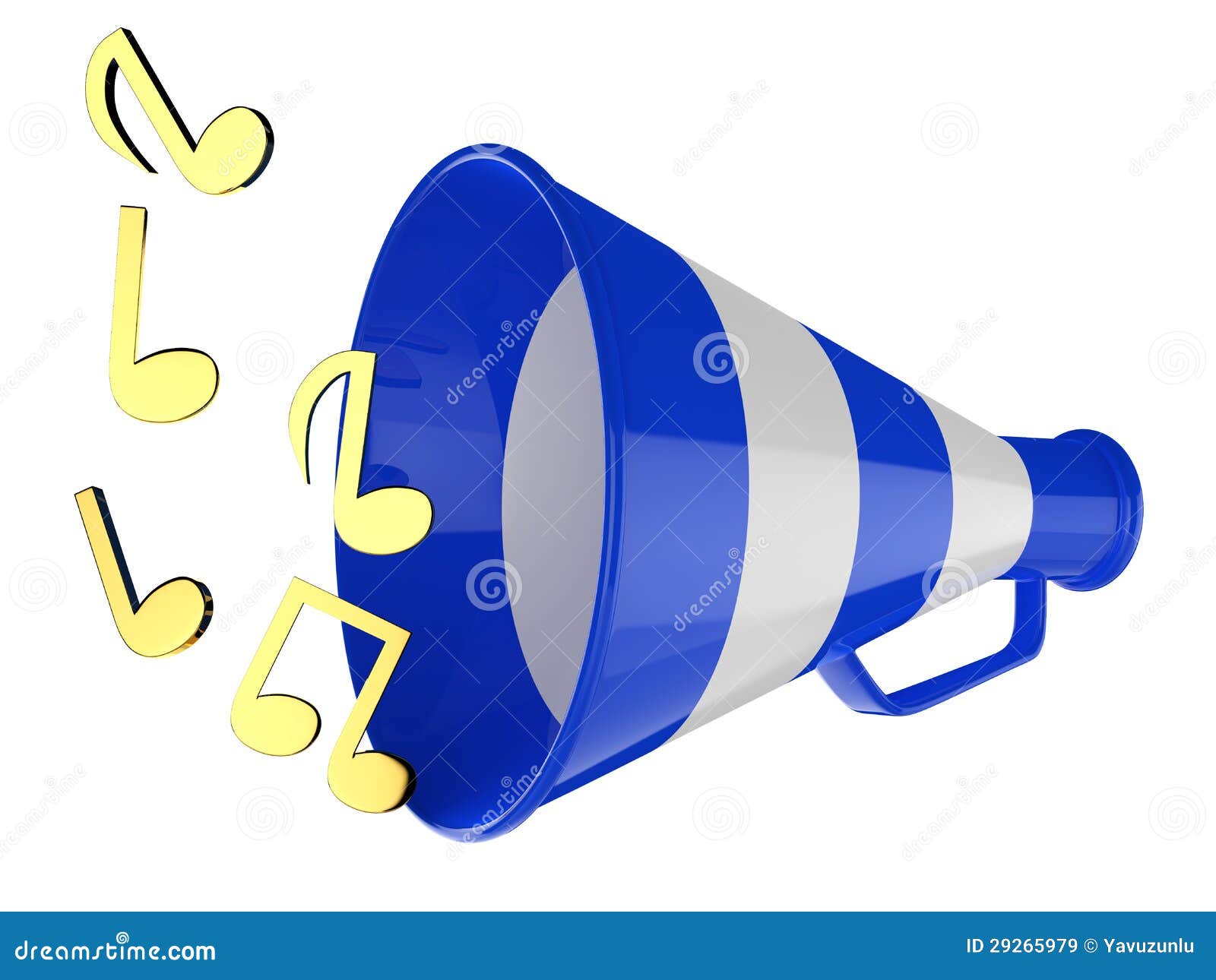 Blue Megaphone with Music Notes Isolated 3d Illustration Stock ...
