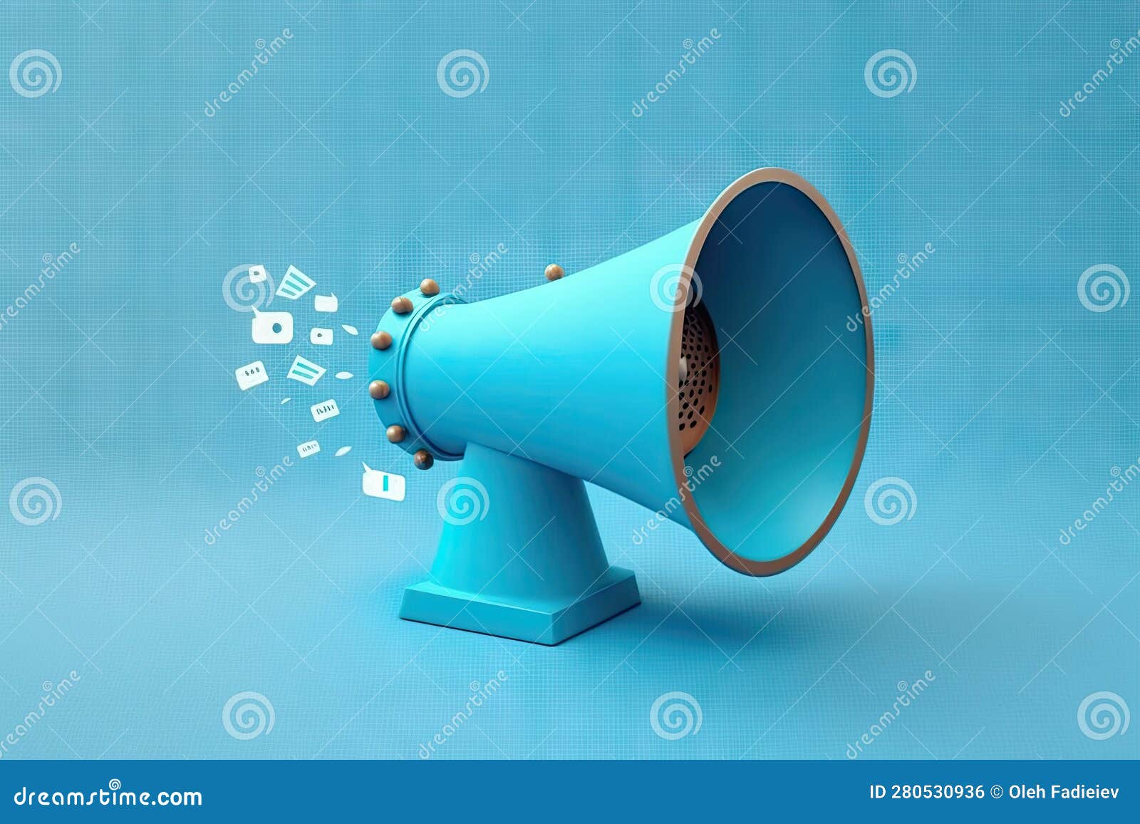 Blue Megaphone with Speech Bubbles on Blue Background Stock ...