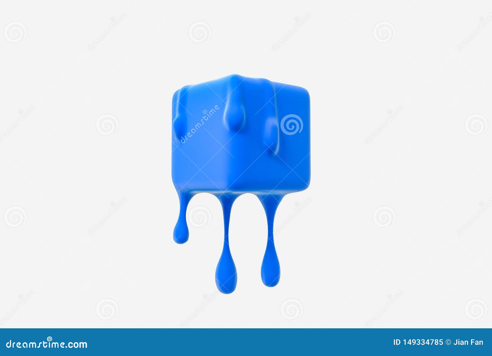 Blue Melting Cube with Liquid Drop Details, 3d Rendering Stock ...