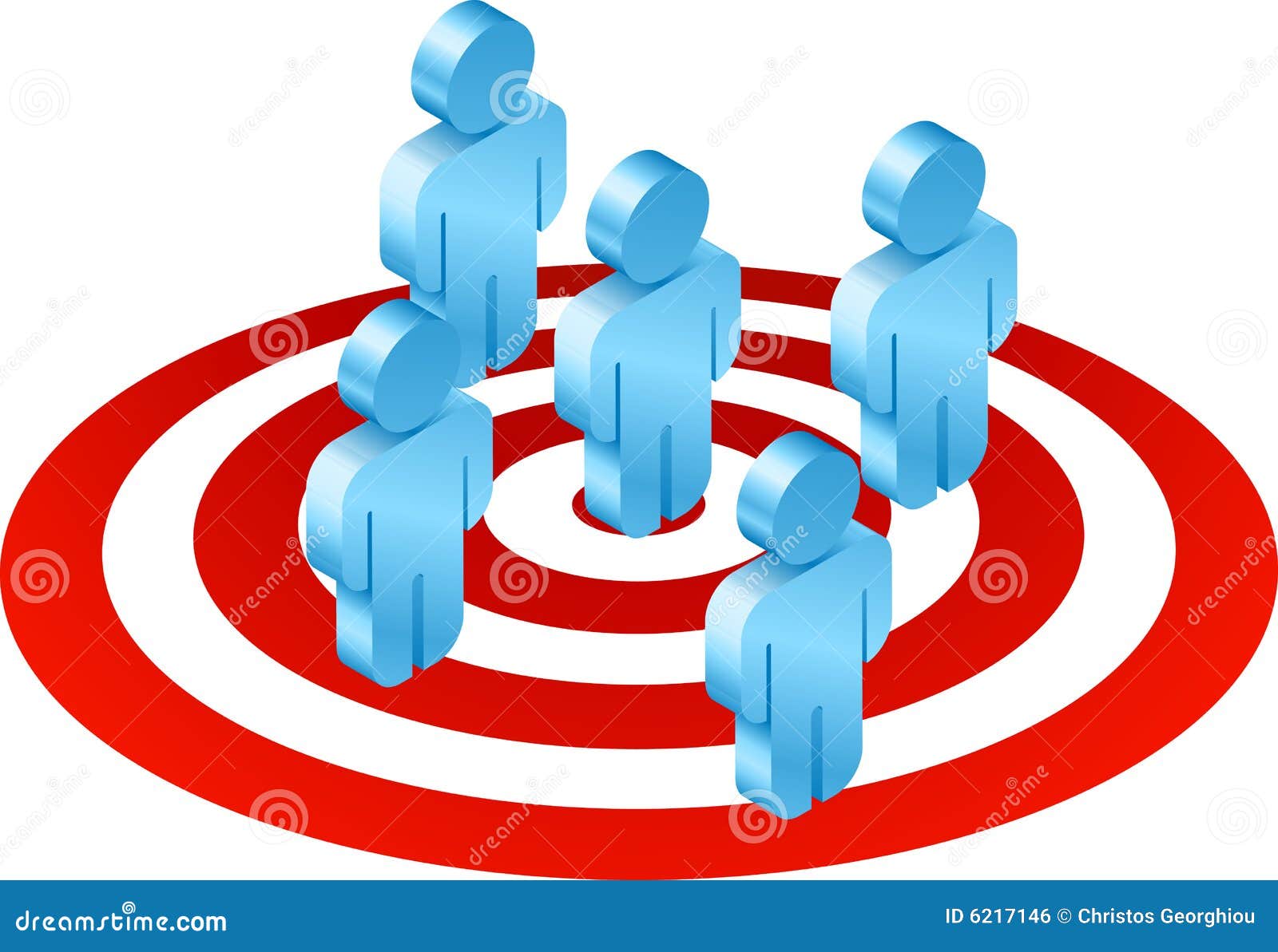 Blue men on red target stock vector. Illustration of five - 6217146