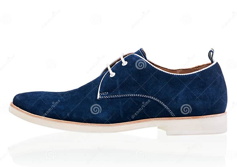 Blue Men Shoe Isolated Over White Stock Image - Image of chamois ...