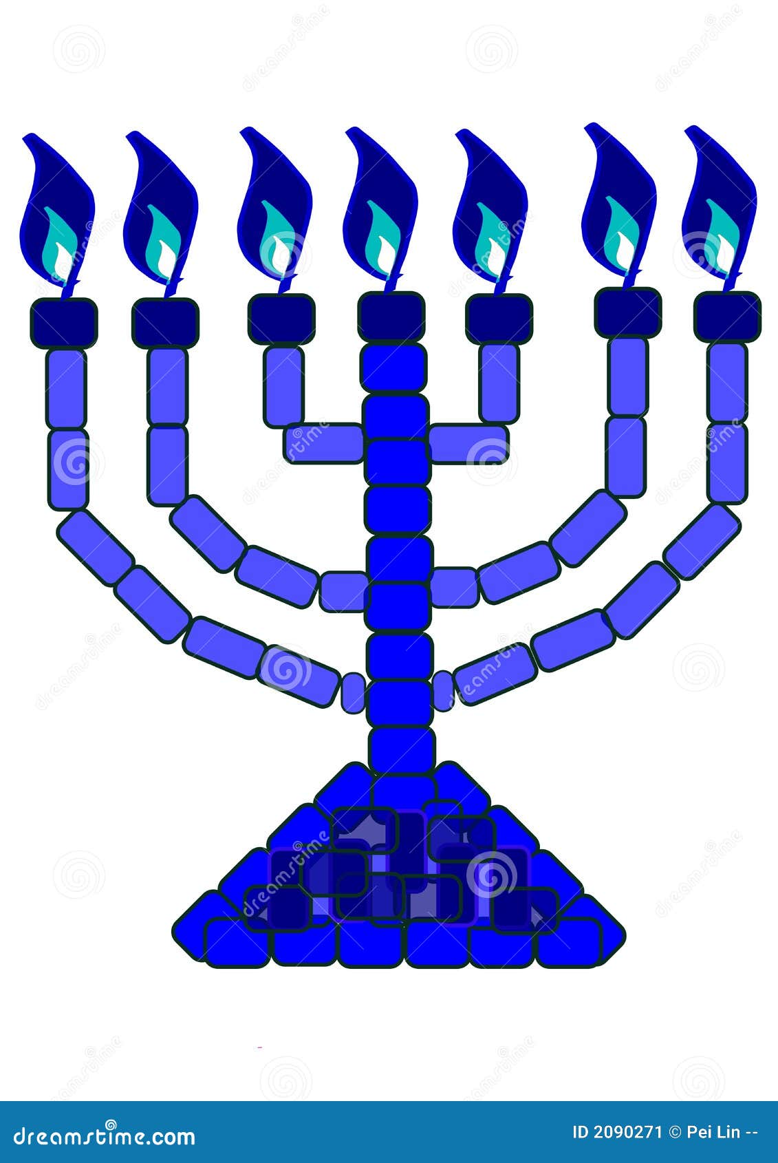 Blue Menorah - 7 Lampstand stock illustration. Illustration of ...