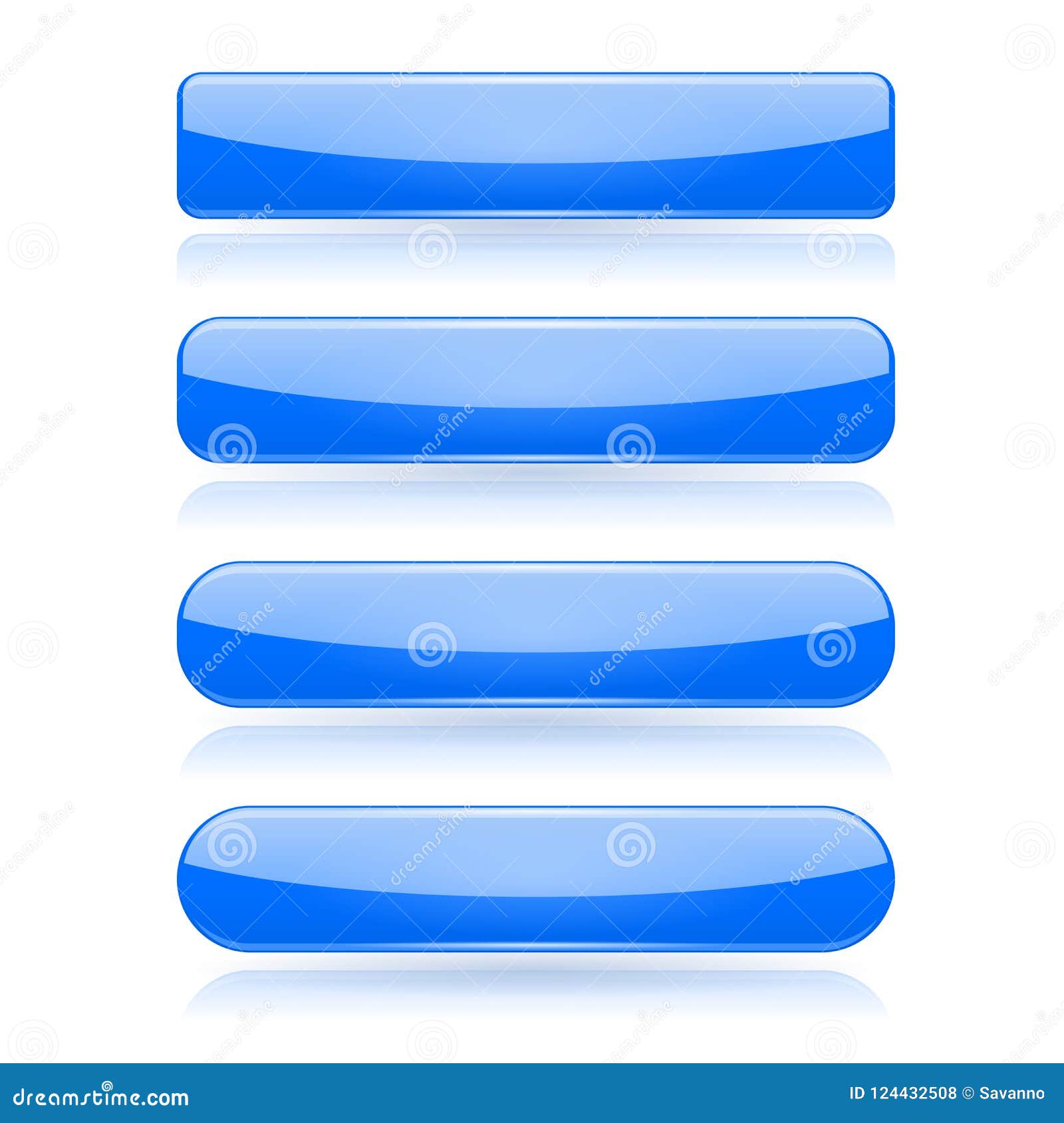 Blue Menu Buttons. Rectangle and Oval 3d Shiny Icons with Reflection ...