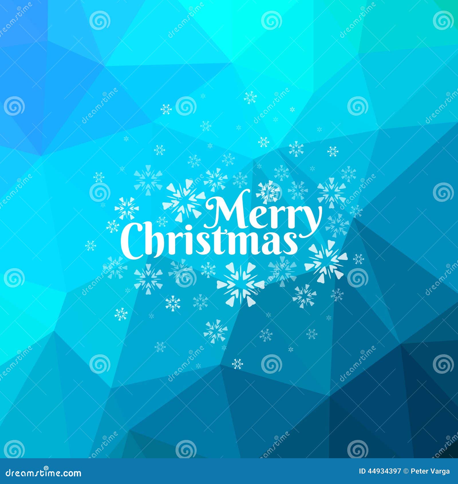 Blue Merry Christmas Card with Triangle Background Stock Vector ...