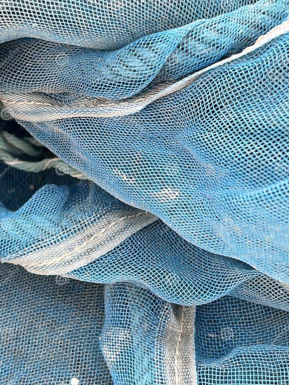 Blue Mesh Fabric Texture Background Stock Image - Image of material ...