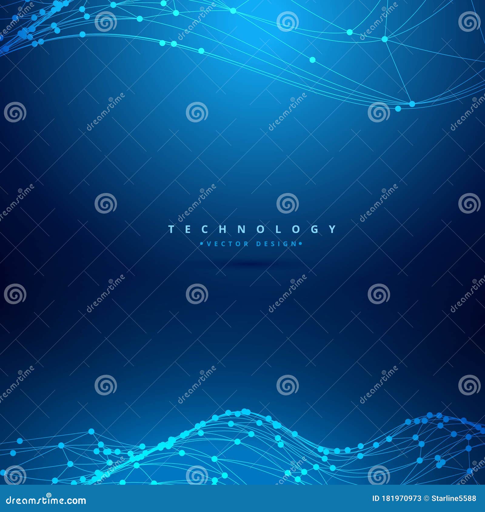 Blue Mesh Wireframe Wave Technology Background Stock Vector ...