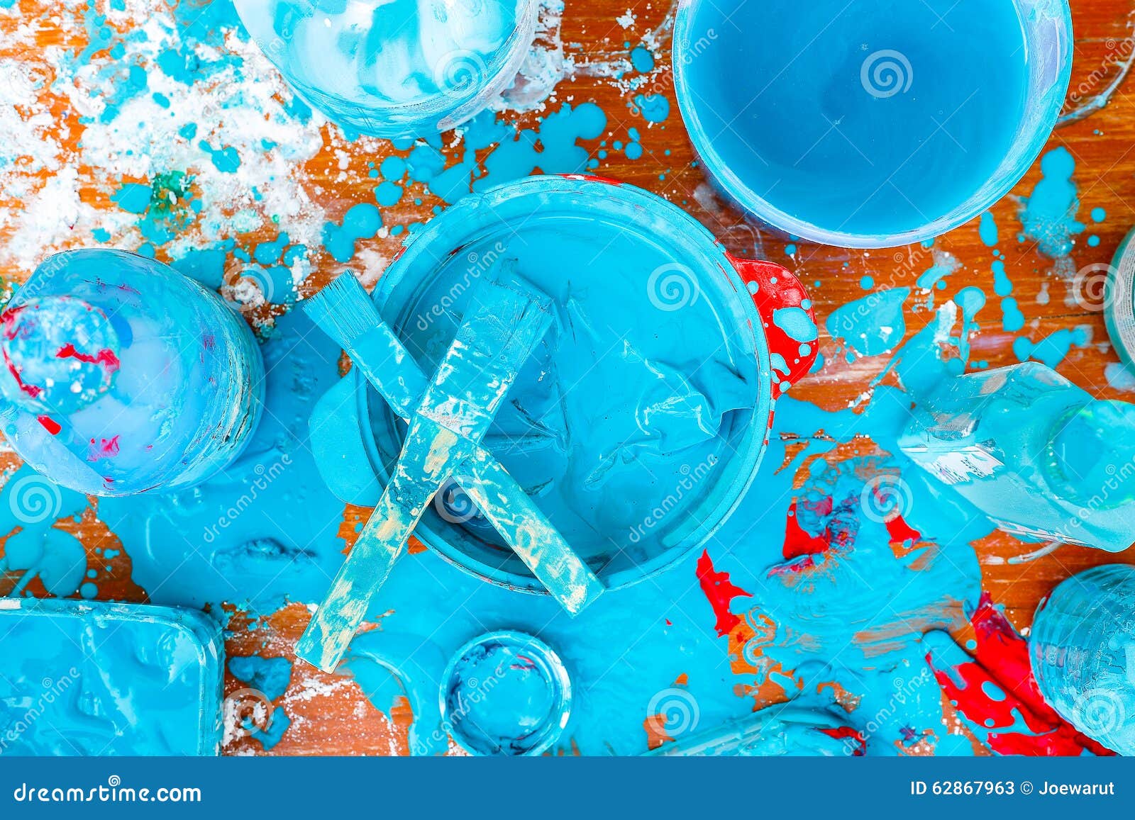 Blue mess paint stock image. Image of artist, paint, vibrant - 62867963