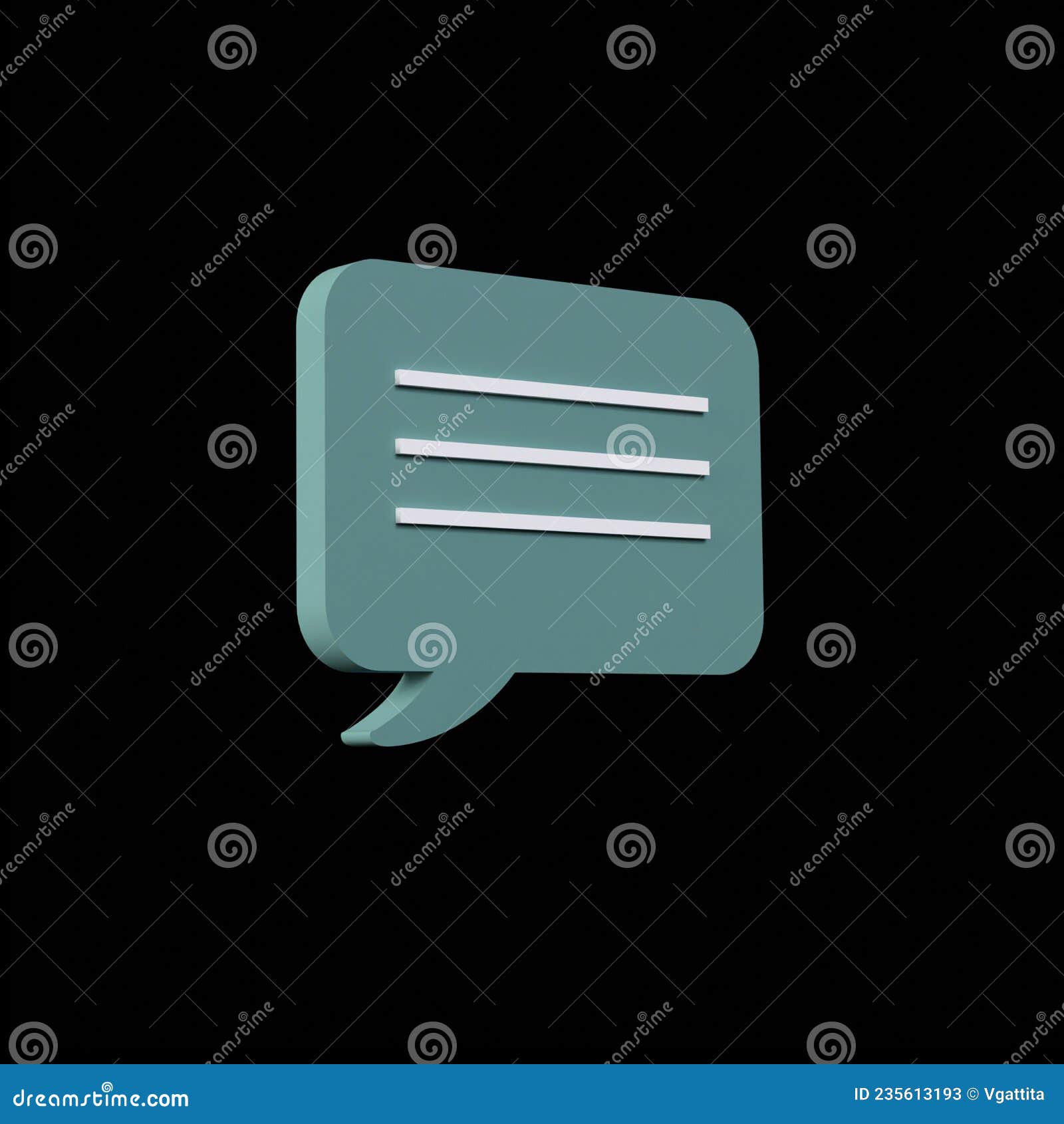Blue Message Bubble Form in 3d Render Illustration on Black Background ...