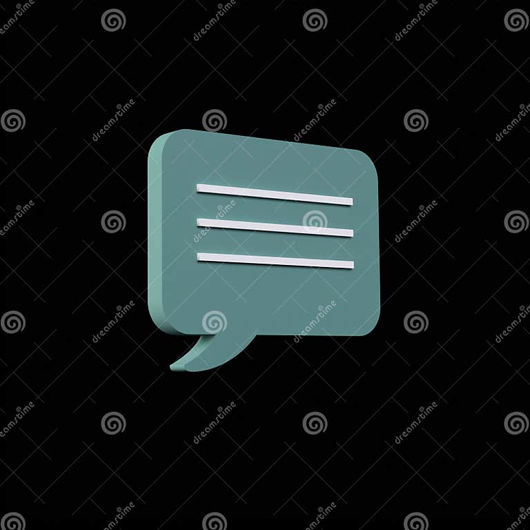 Blue Message Bubble Form in 3d Render Illustration on Black Background ...