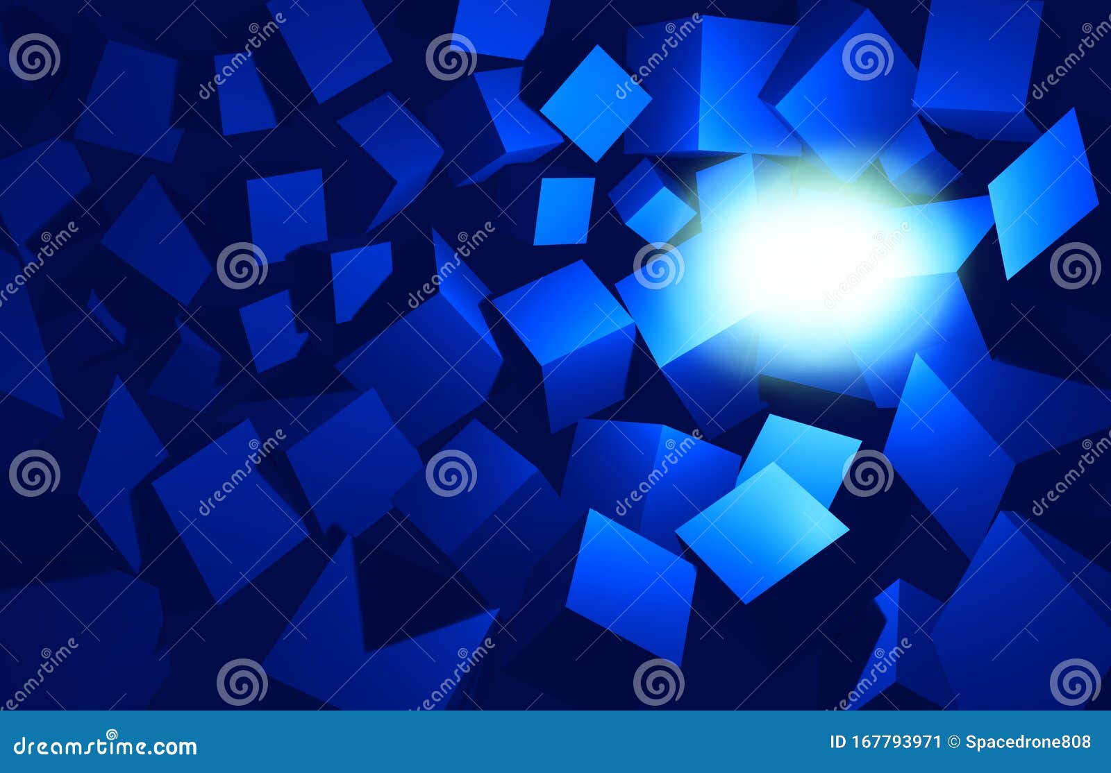 Blue Messed Up 3d Cubes Rendering Background Royalty-Free Stock ...