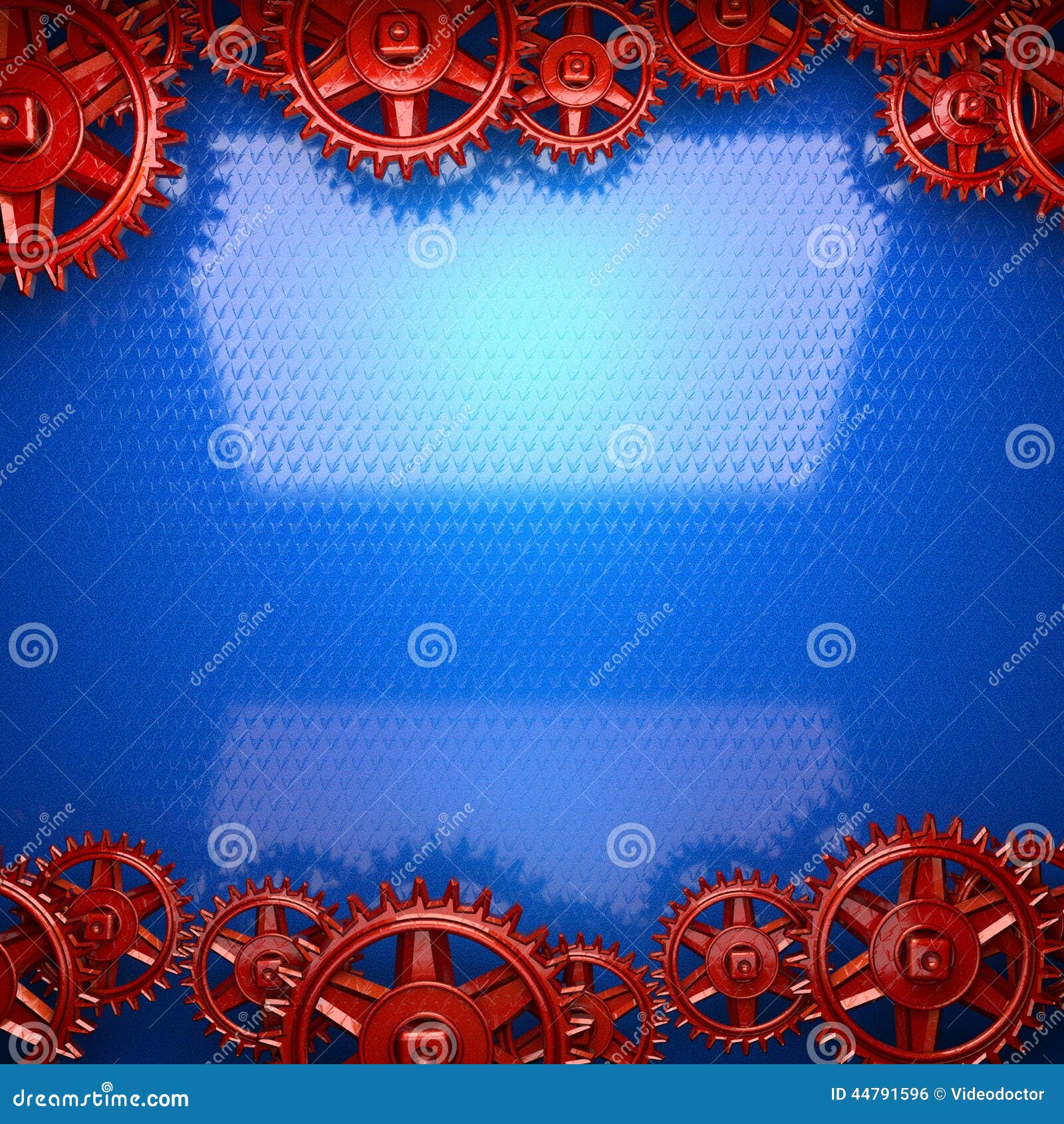 Blue Metal Background with Red Cogwheel Gears Stock Illustration ...