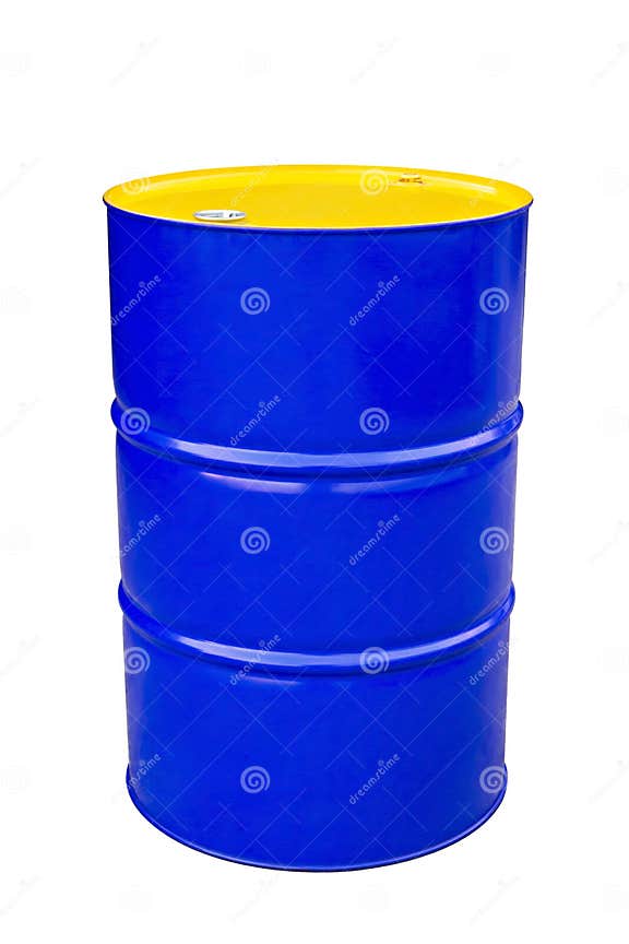 Blue Metal Barrel Isolated on White. Stock Photo - Image of isolated ...