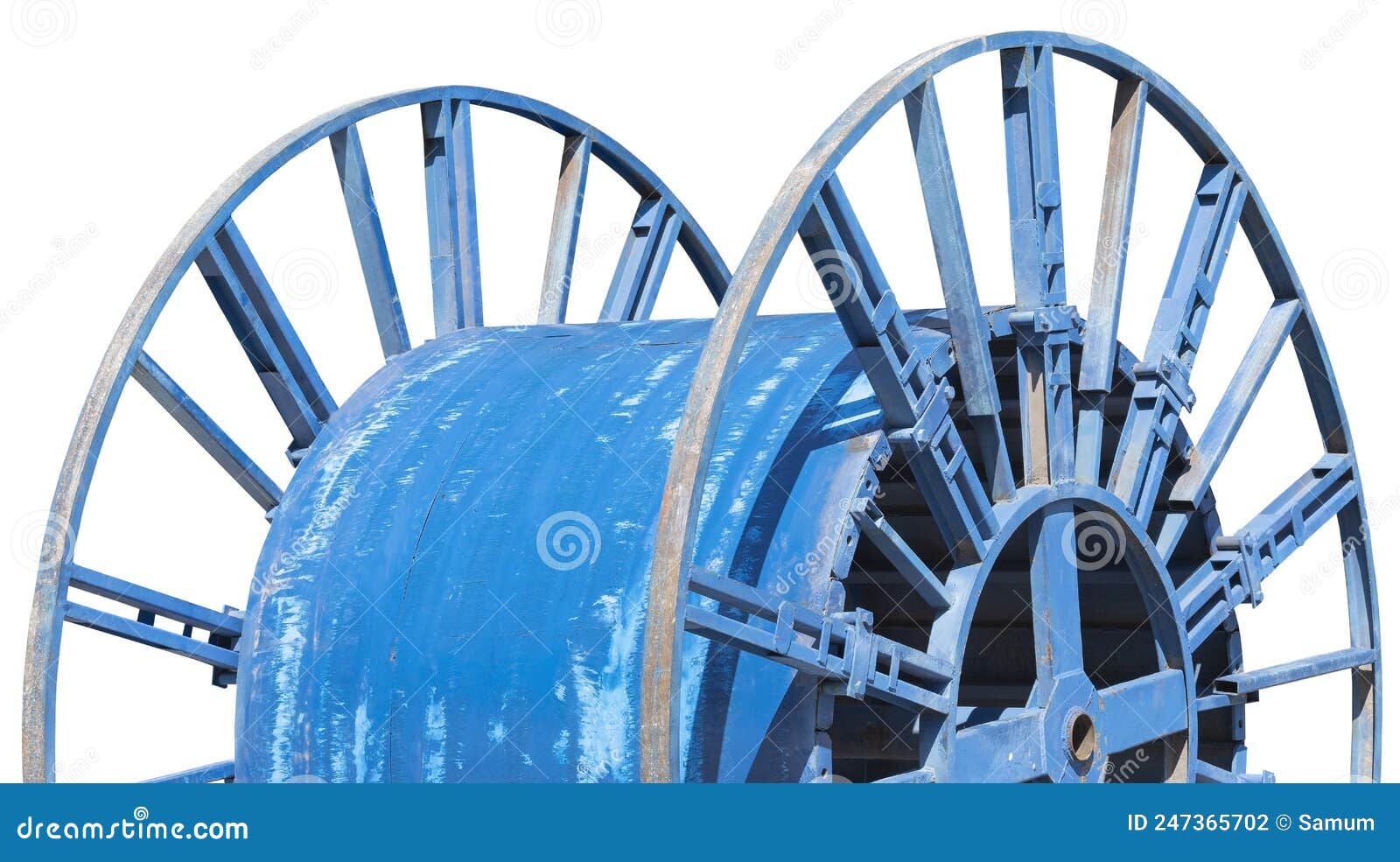 Blue Metal Cable Coil on a White Stock Photo - Image of equipment ...