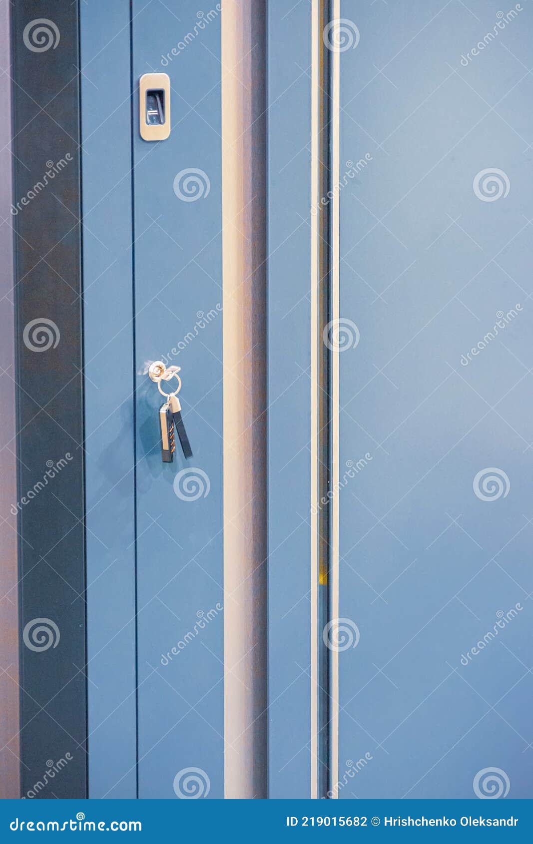 Blue Metal Doors with Keyhole and Keys Stock Photo - Image of doors ...