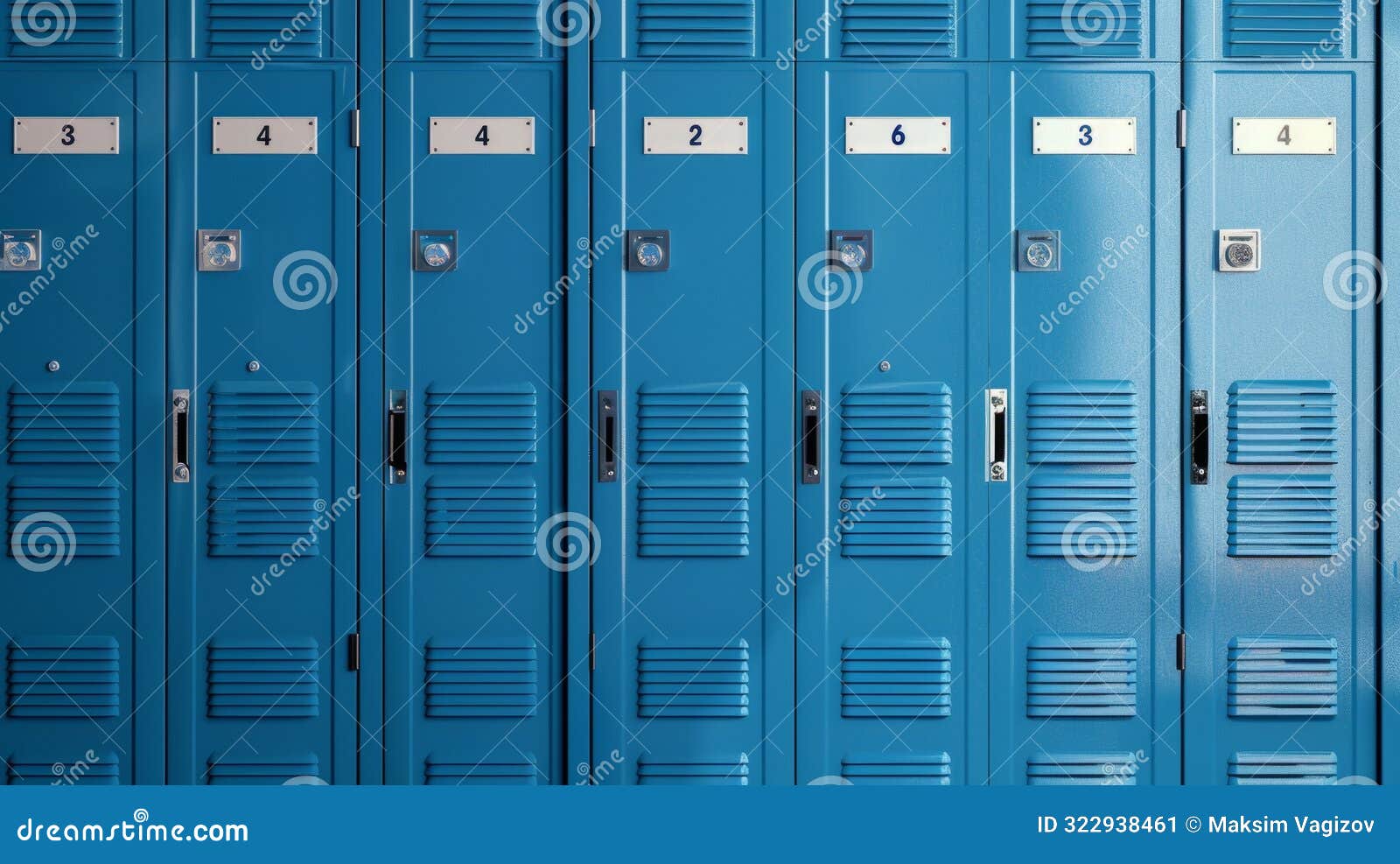 Blue Metal Lockers in a Row, Generative AI Stock Image - Image of order ...