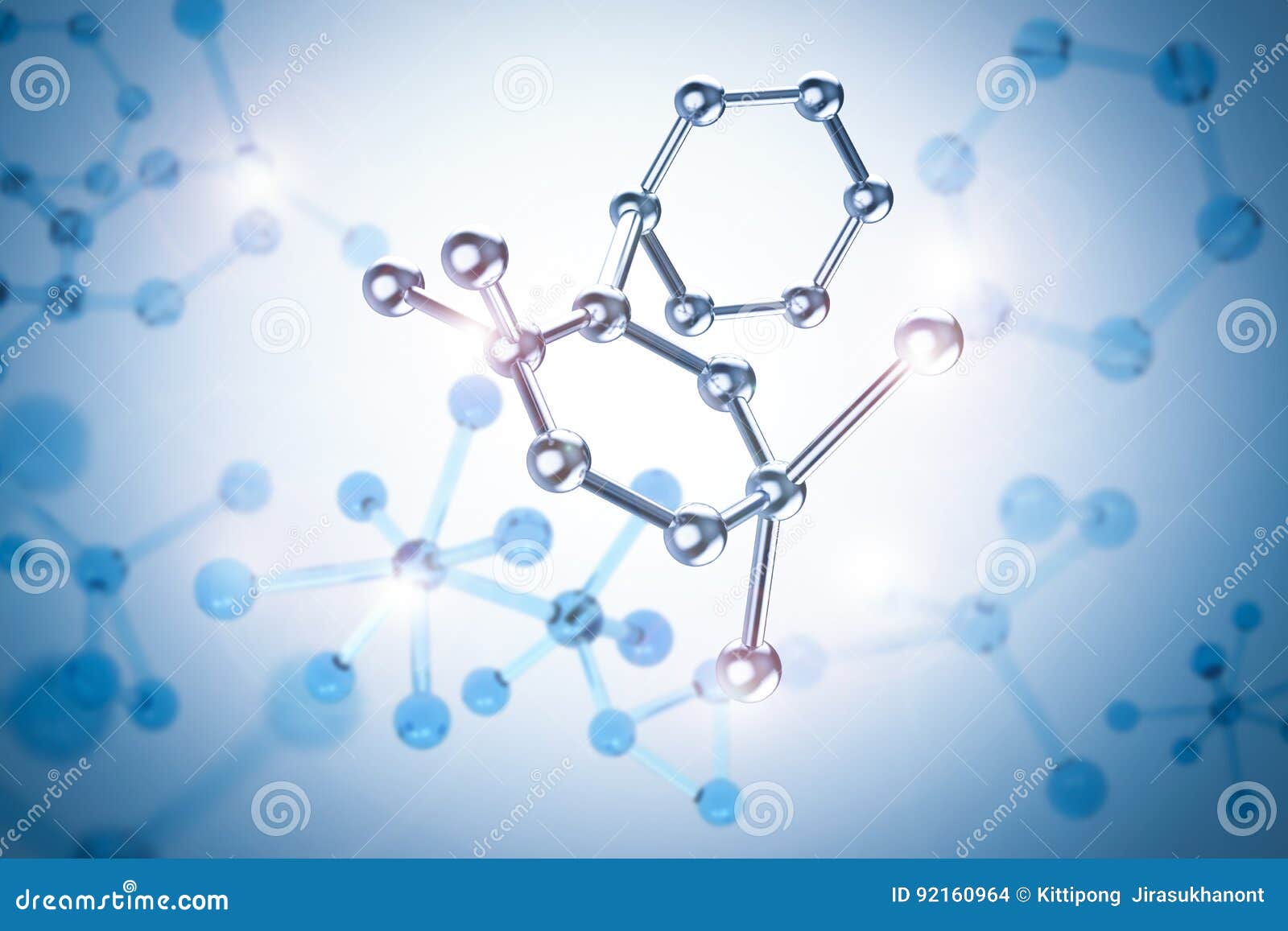 Blue Metal Molecule Structure Stock Illustration - Illustration of ...