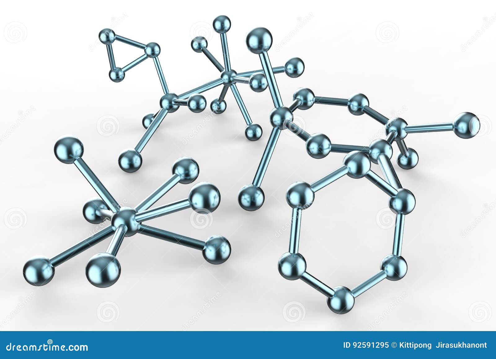 Blue Metal Molecule Structure Stock Illustration - Illustration of ...