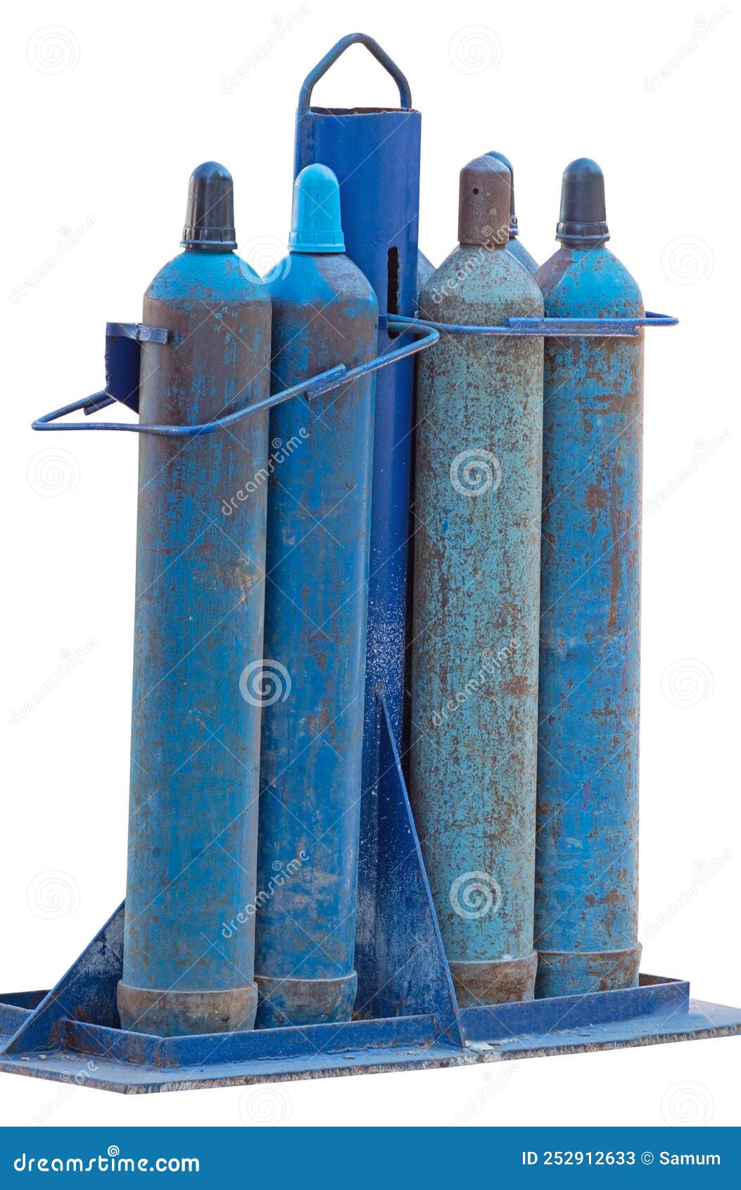 Blue Metal Oxygen Cylinders for Welding Stock Image - Image of fuel ...