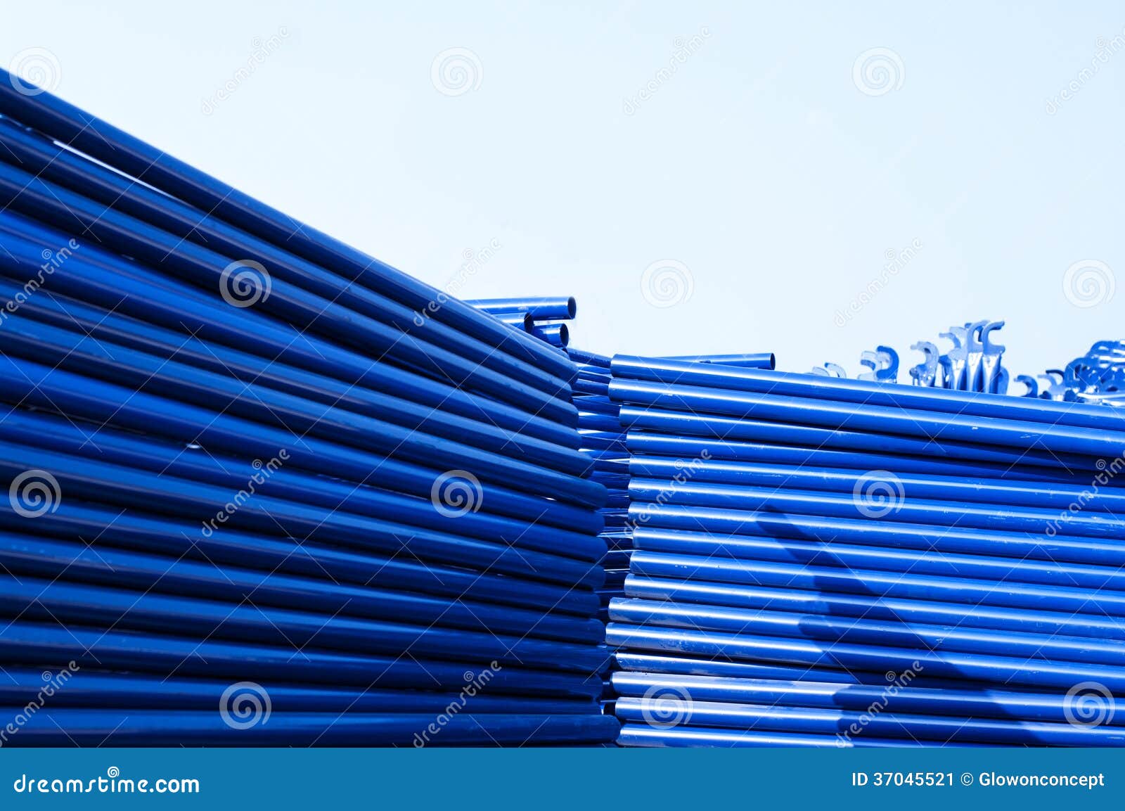 Blue Metal Pipe for Construction Stock Image - Image of blue, iron ...