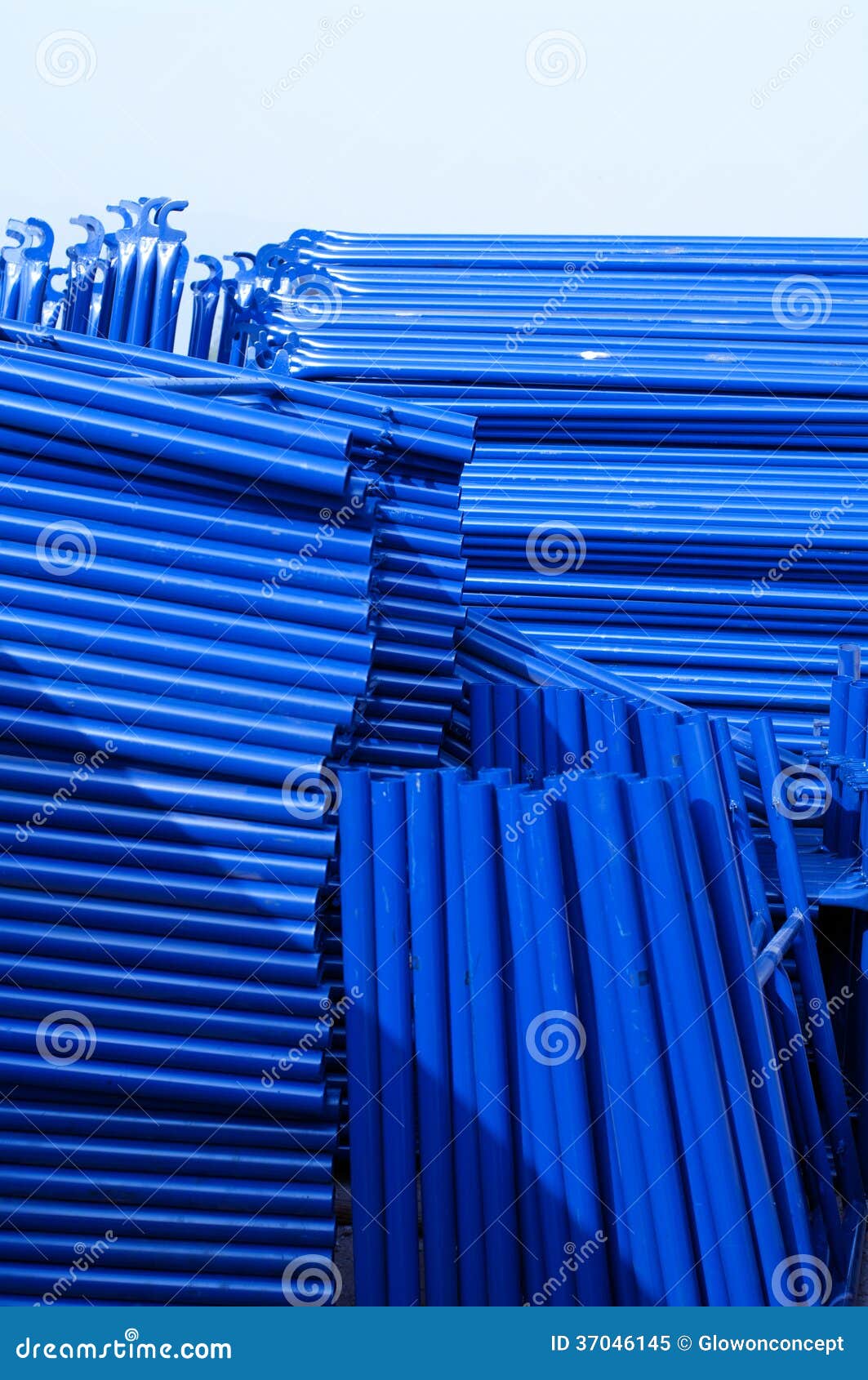 Blue Metal Pipe for Construction Stock Image - Image of material, metal ...
