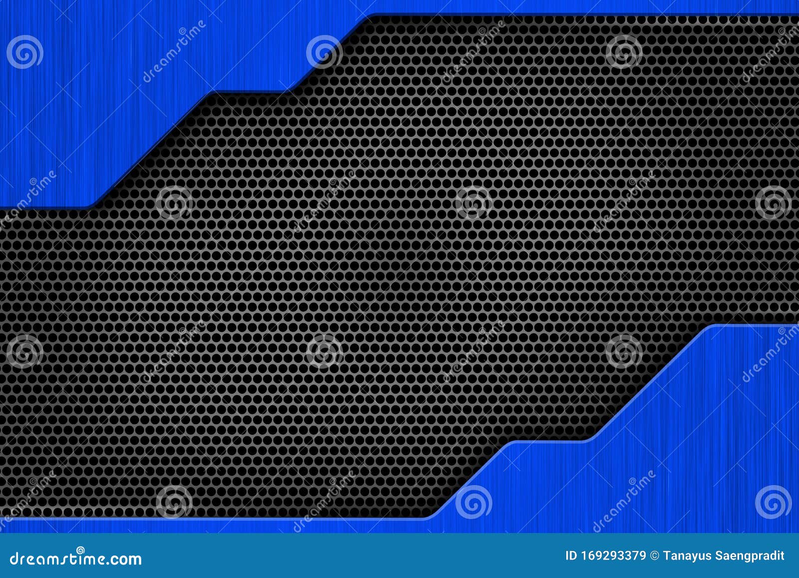 Blue Metal Plate and Black Mesh Stock Illustration - Illustration of ...