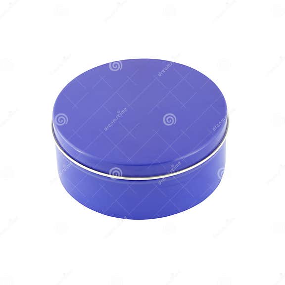 Blue metal round box stock photo. Image of container - 31201128