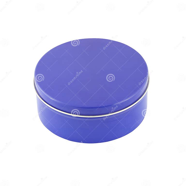Blue metal round box stock photo. Image of container - 31201128