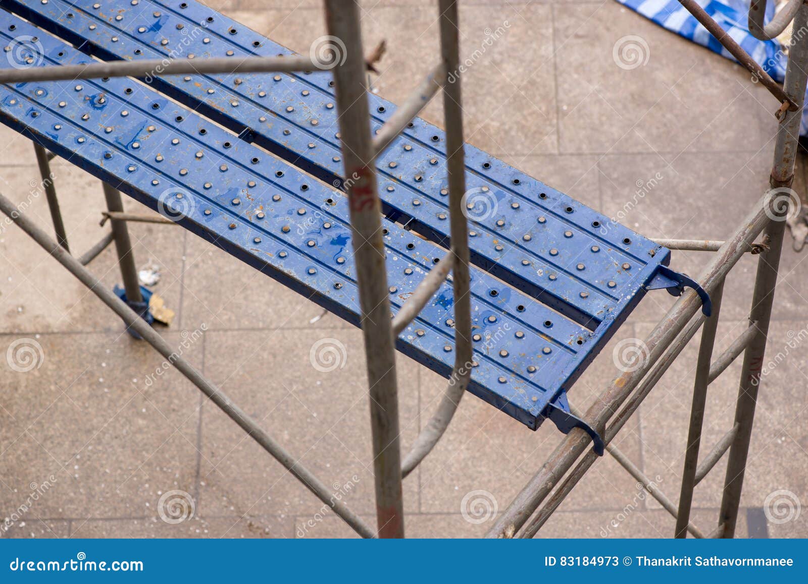 Blue metal scaffolding stock image. Image of engineering - 83184973