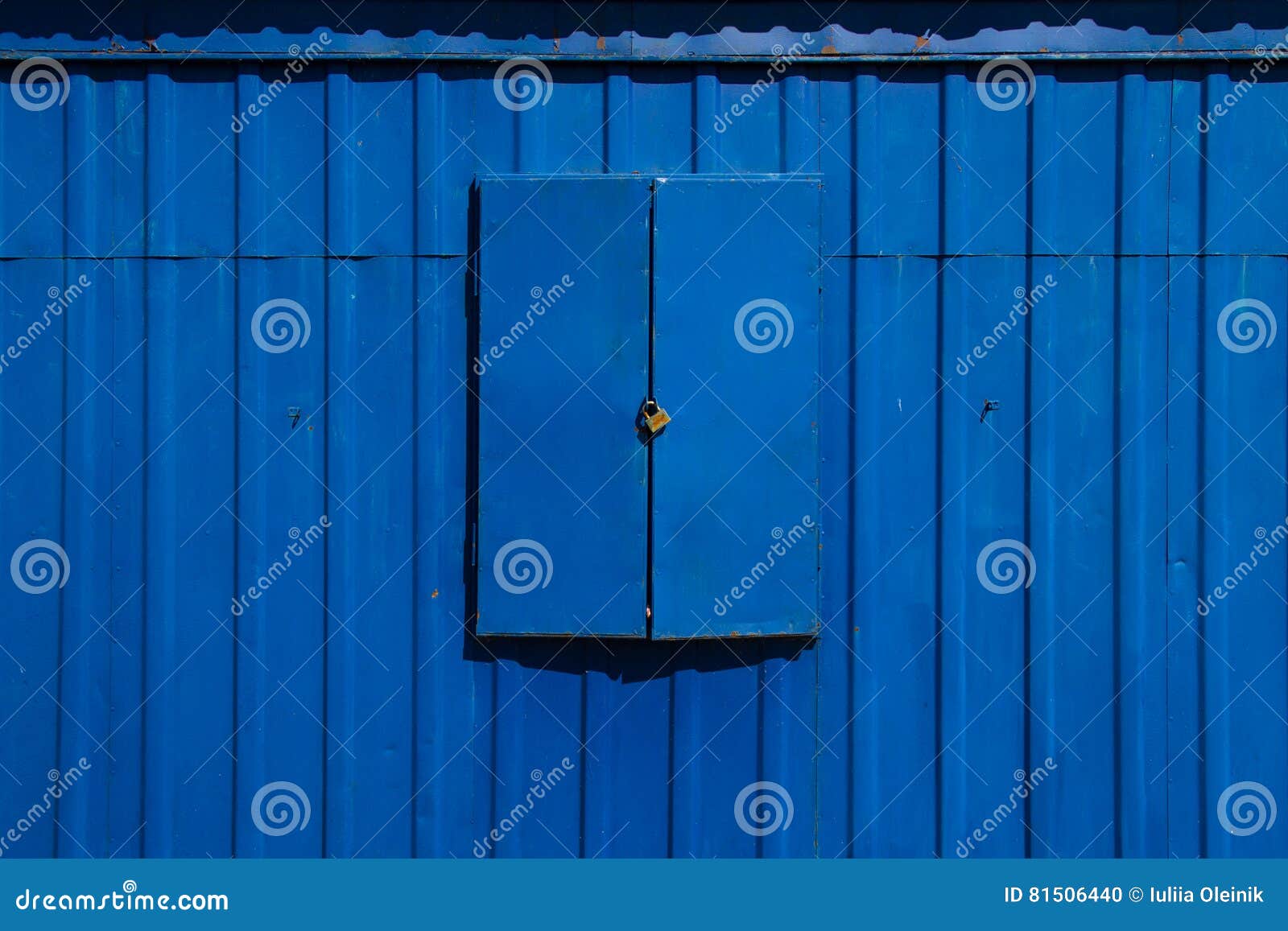 Blue Metal Shutters and Lock Stock Photo - Image of ancient, aluminium ...
