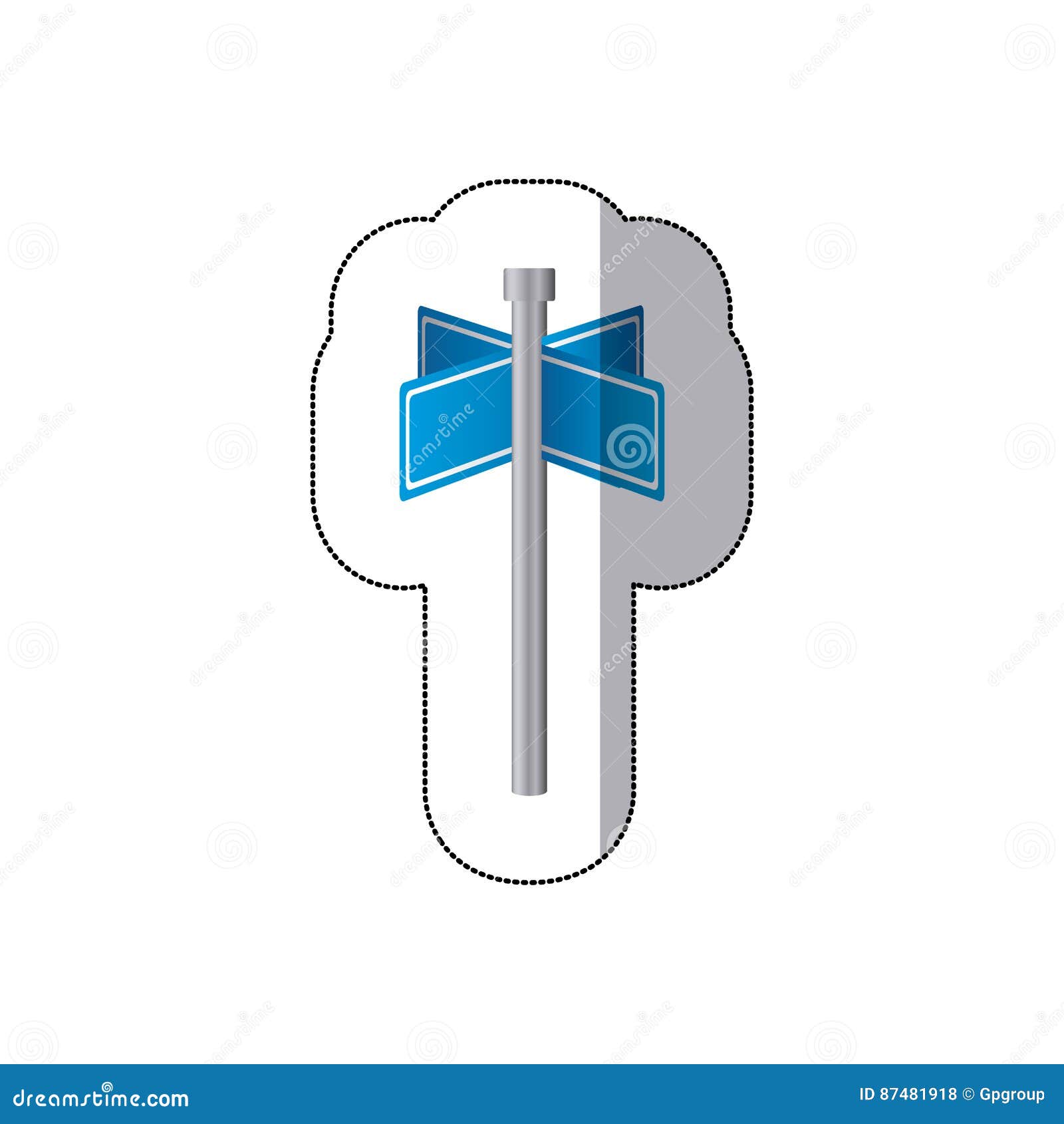 Blue Metal Sign Boards with Multi Directional Icon Stock Illustration ...