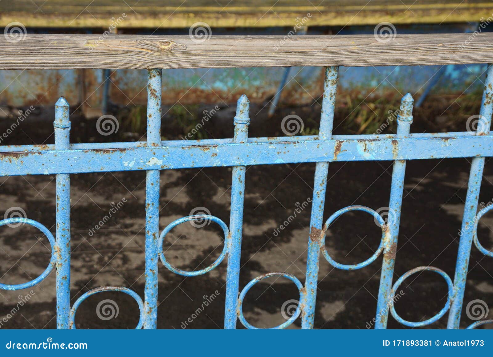 Blue Metal Texture from Old Iron Bars in a Forged Pattern in the Wall ...