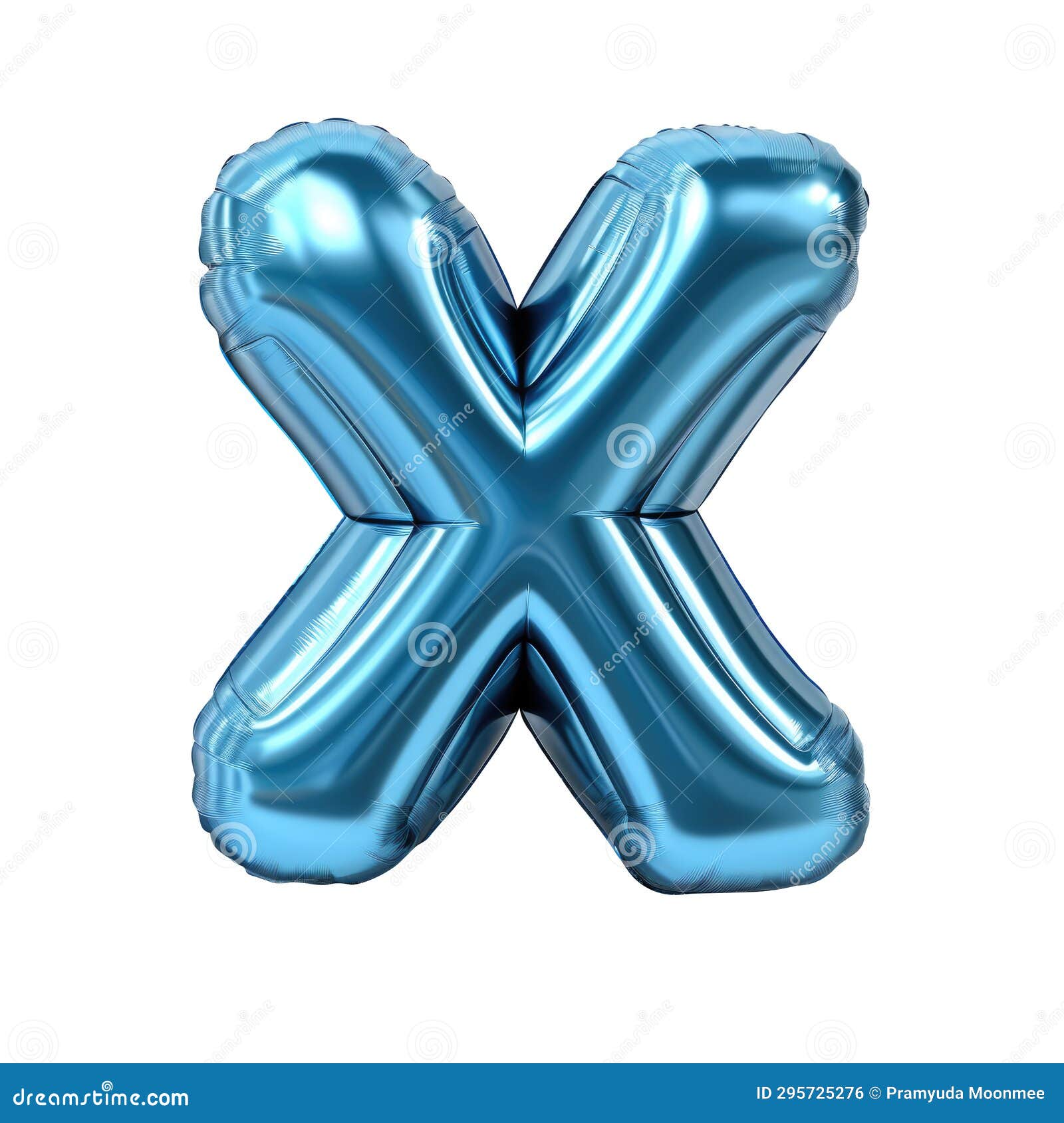 Blue Metallic X Alphabet Balloon Realistic 3D on White Background Stock ...