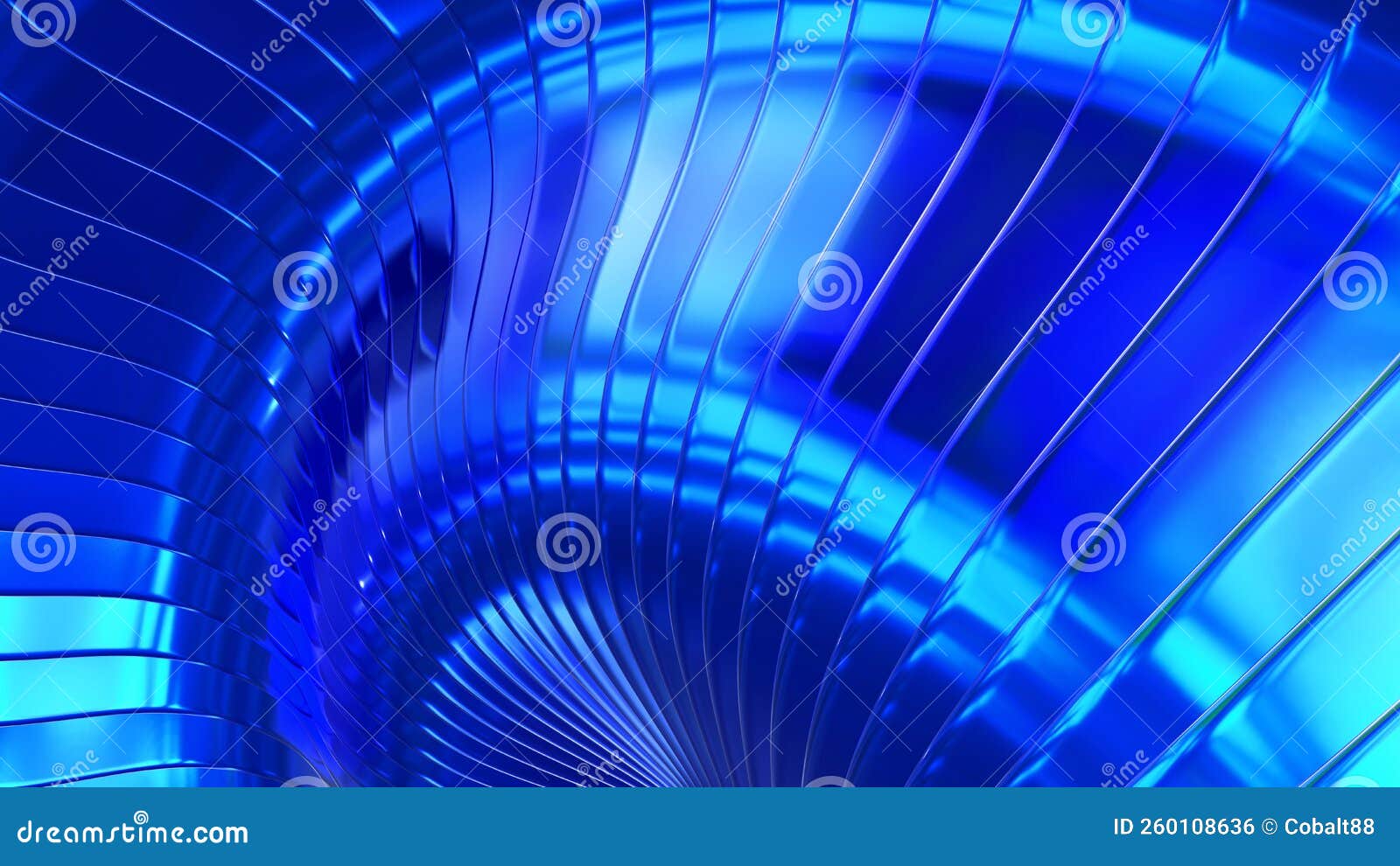 Blue Metallic Background, 3D Shiny Blue Chrome with Stripes and Wavy ...