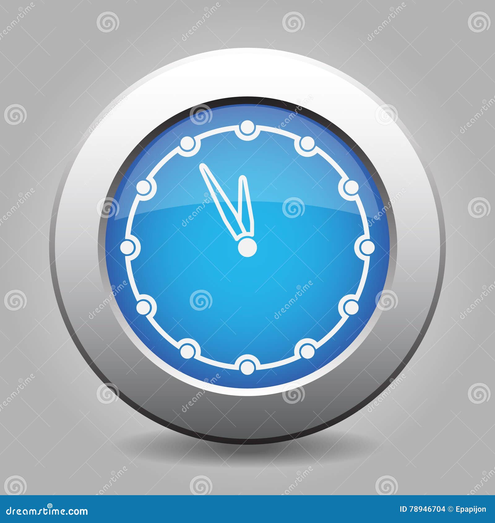 Blue Metallic Button, White Last Minute Clock Icon Stock Vector ...